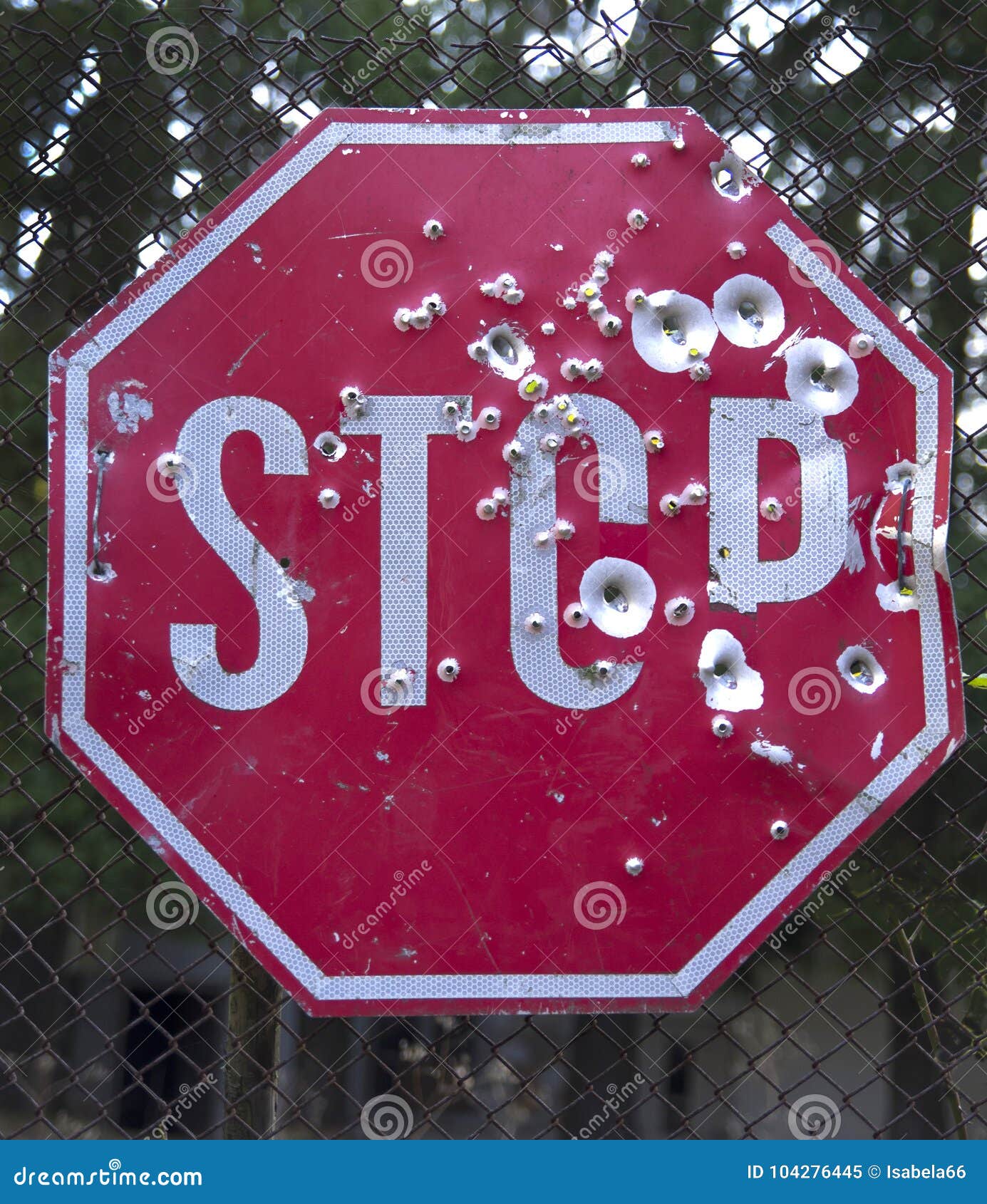 Stop Sign with Many Bullet Traces Stock Image - Image of outdoor, crime ...