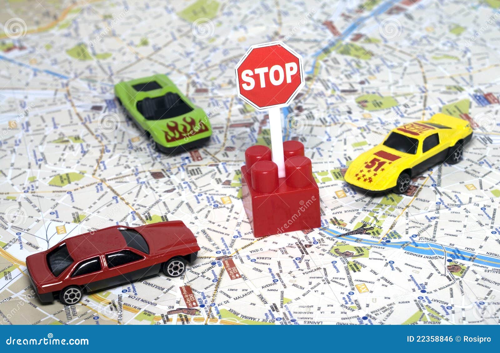 Stop sign on map stock photo. Image of direction, france - 22358846