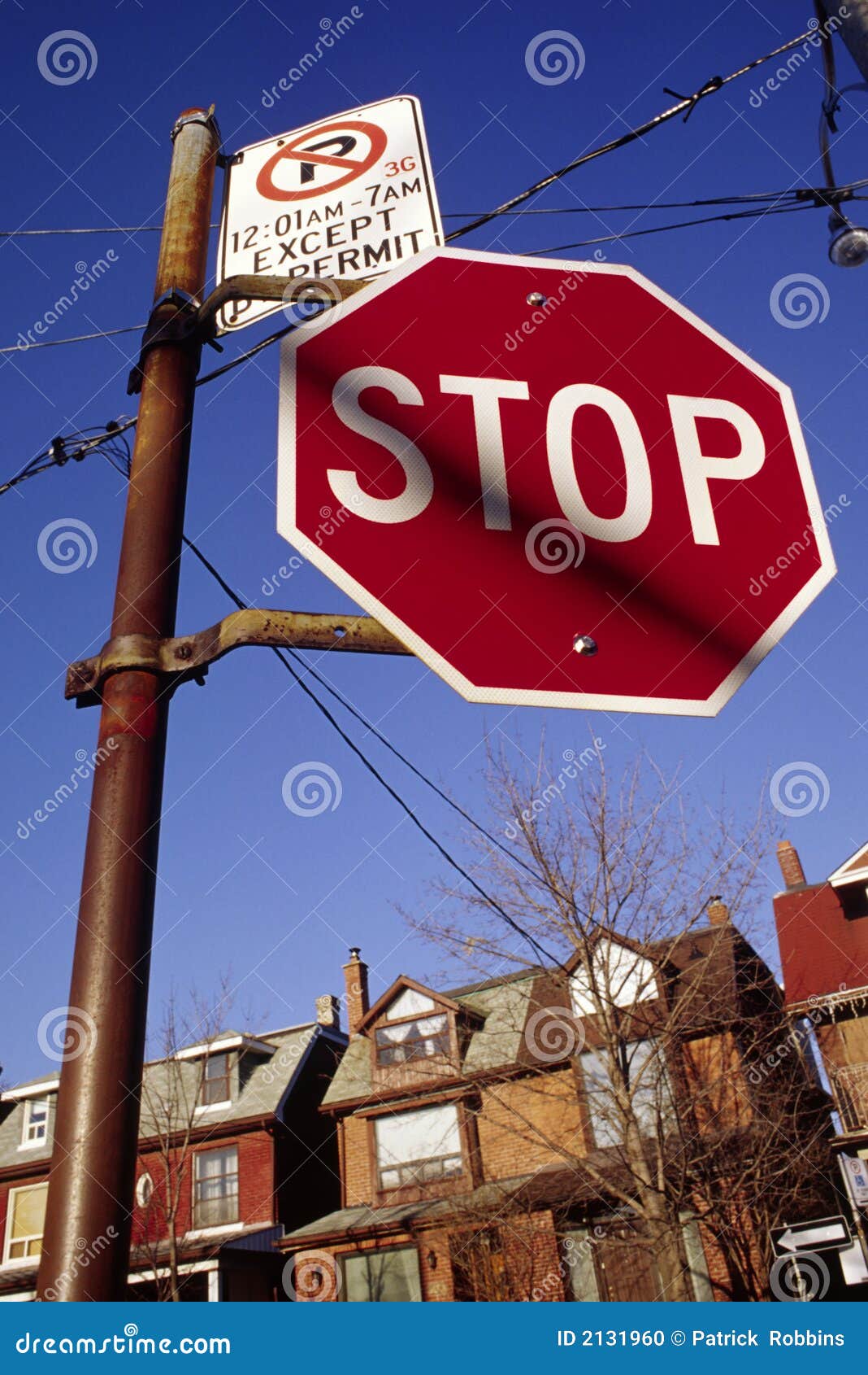 Stop Sign in Neighborhood stock photo. Image of city, spring - 2131960