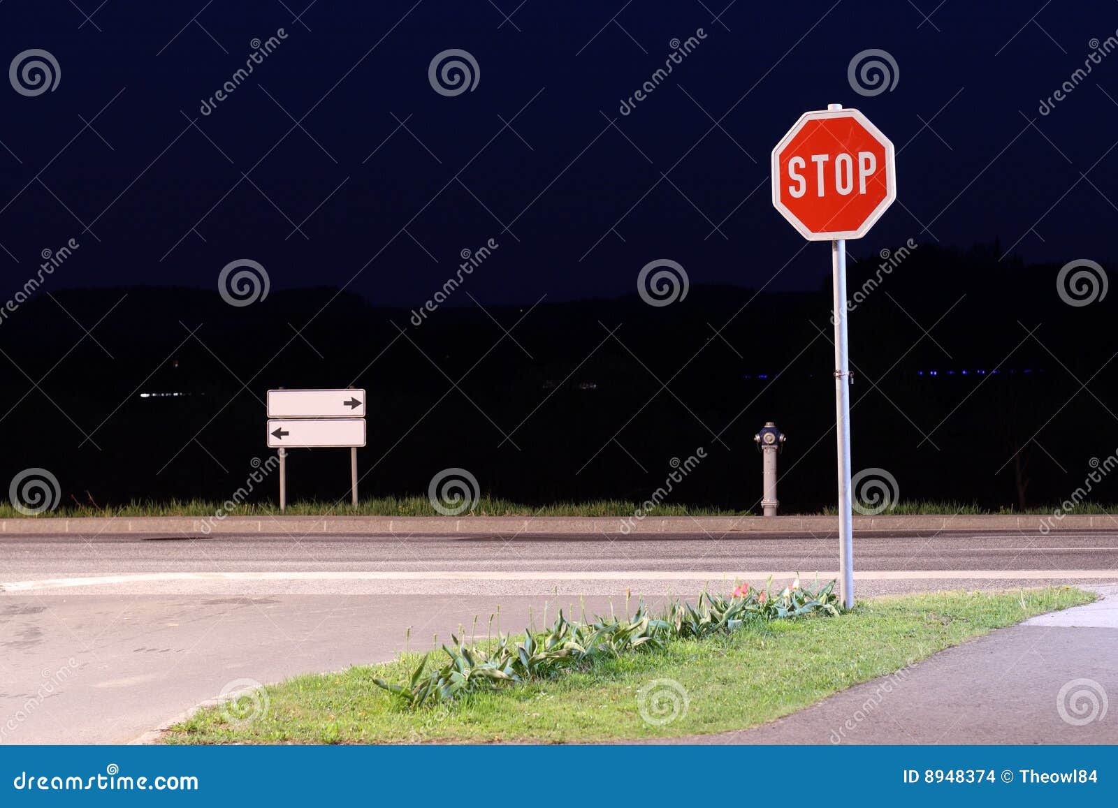 Stop Sign at Night stock photo. Image of crossing, long - 8948374