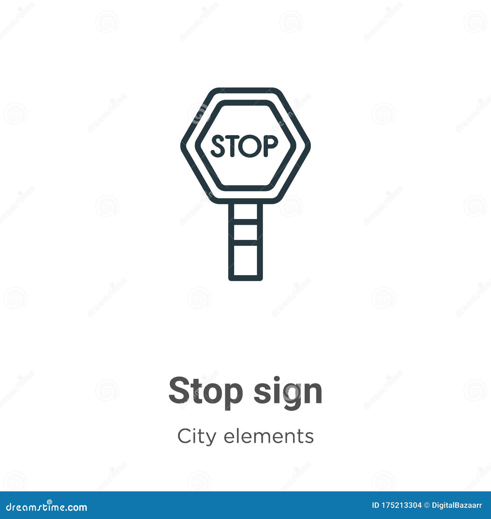 Stop Sign Outline Vector Icon. Thin Line Black Stop Sign Icon, Flat ...