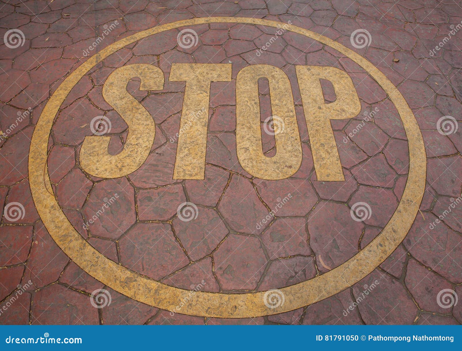 Stop sign painted on floor stock photo. Image of background - 81791050