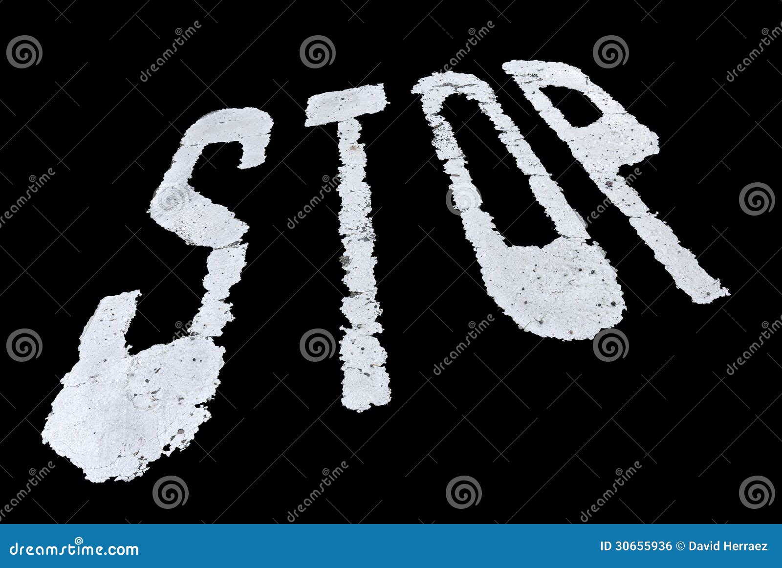 Stop Sign Painted on the Wall Isolated Over Black Background Stock ...