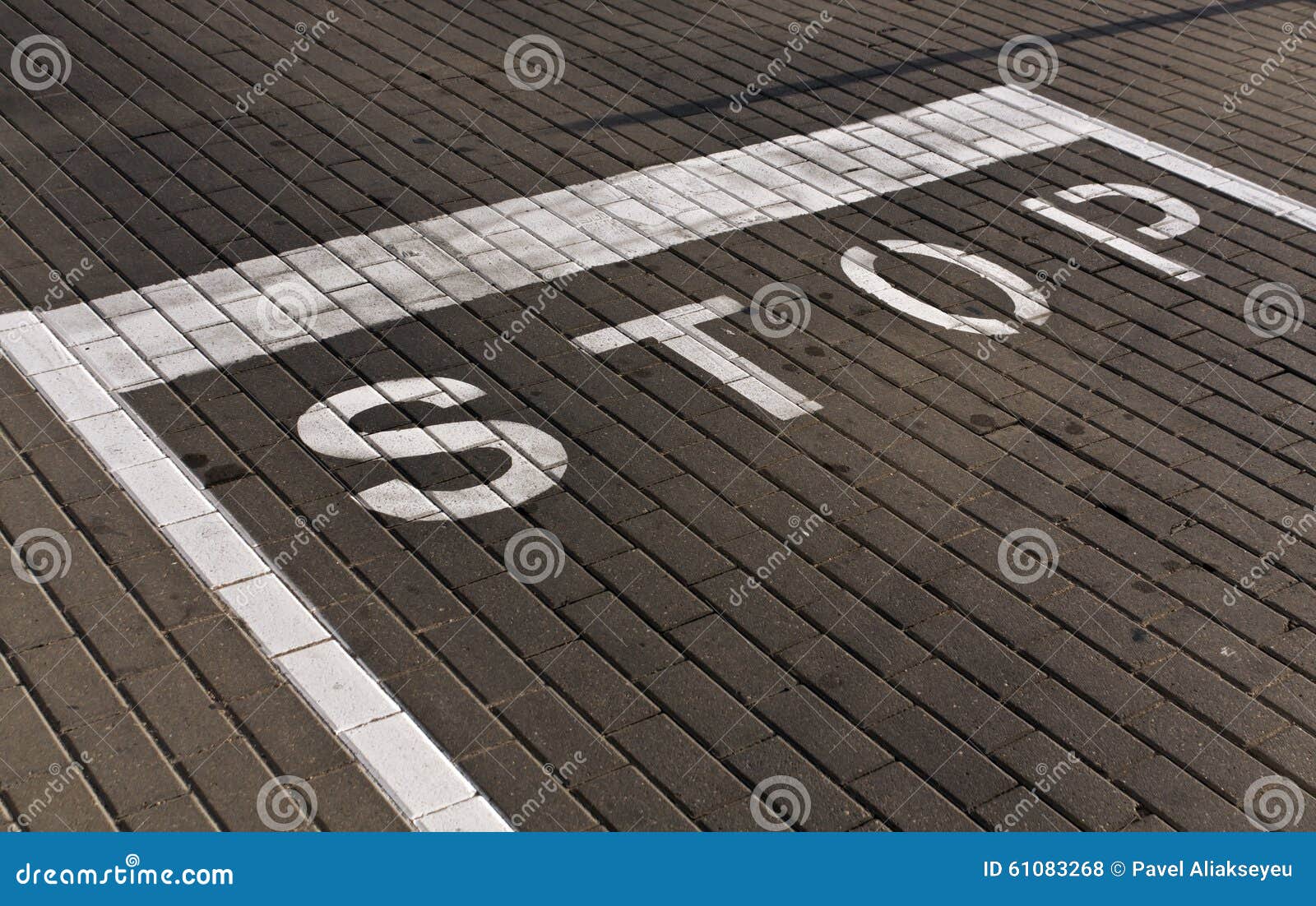 Stop sign on pavement. stock photo. Image of pave, close - 61083268