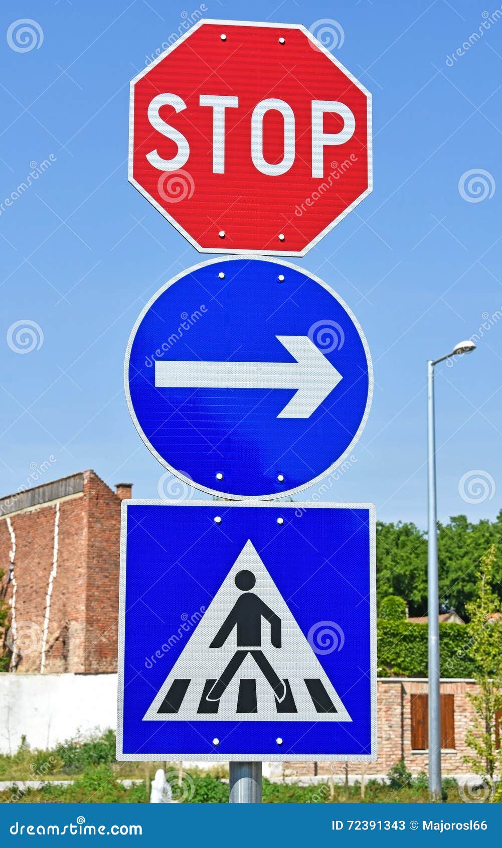 Stop Sign at the Pedestrian Crossing Stock Image - Image of arrow ...
