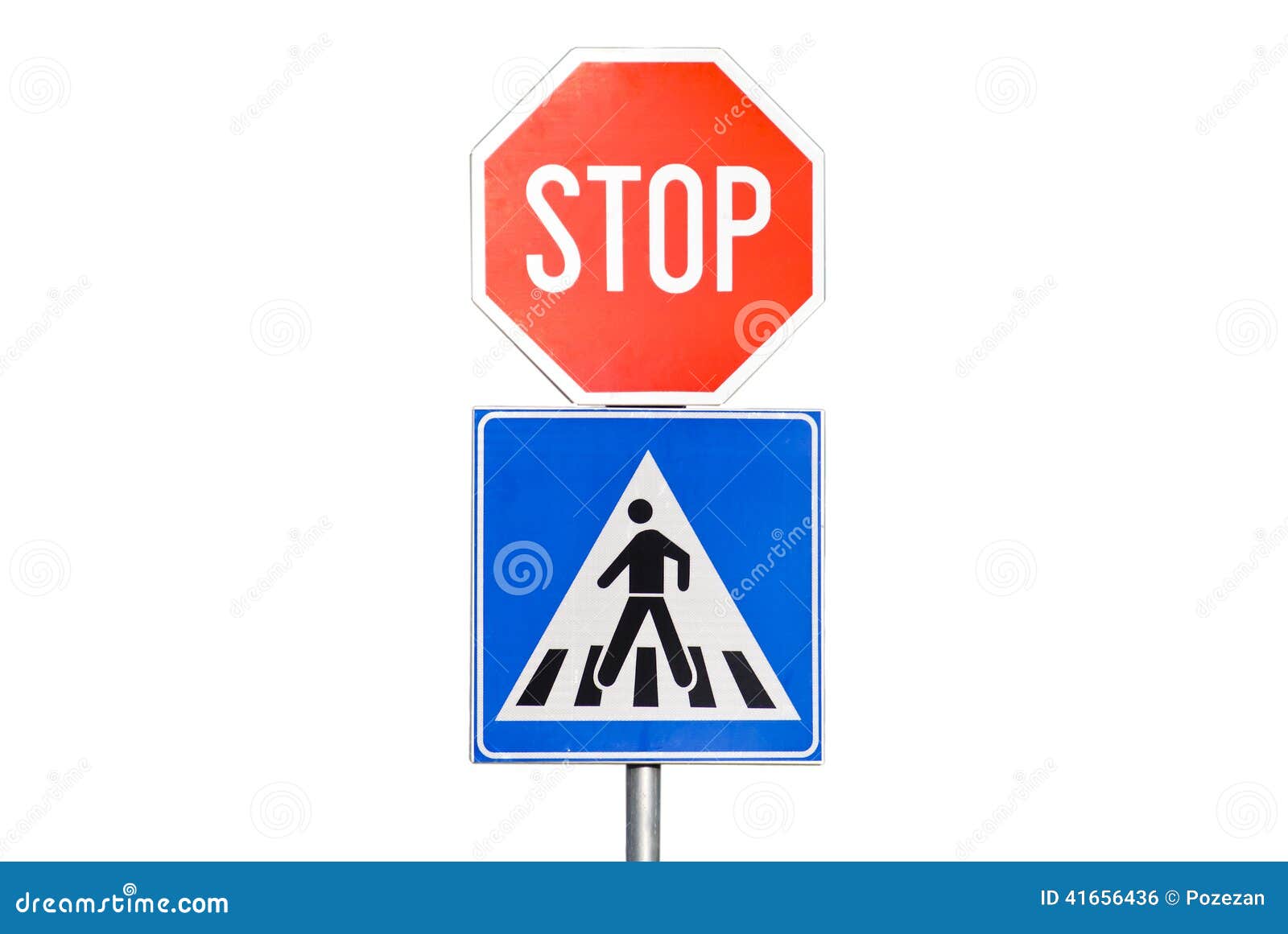 Stop Sign With A Pedestrian Crossing Stock Photo - Image: 41656436