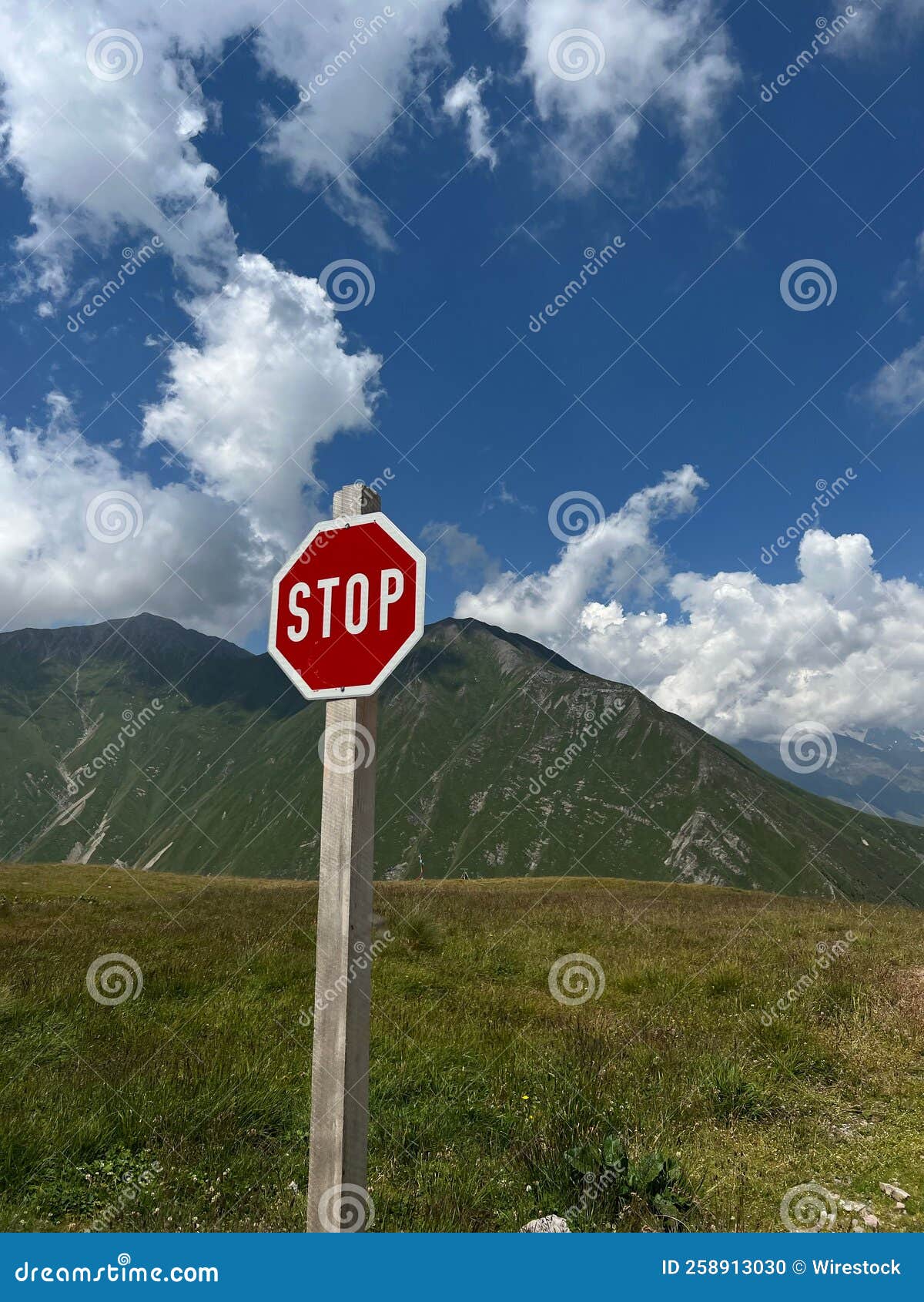 Stop Sign Post Against Mountain Landscape in the Counryside Stock Photo ...