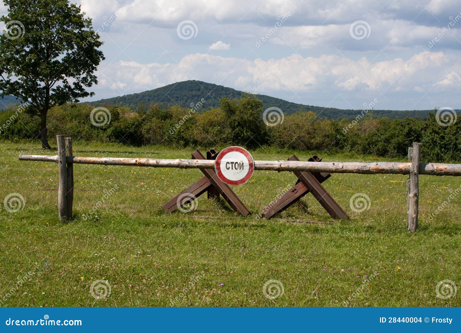 A Stop Sign Posted at Checkpoint Alpha in East Germany in Russian Stock ...