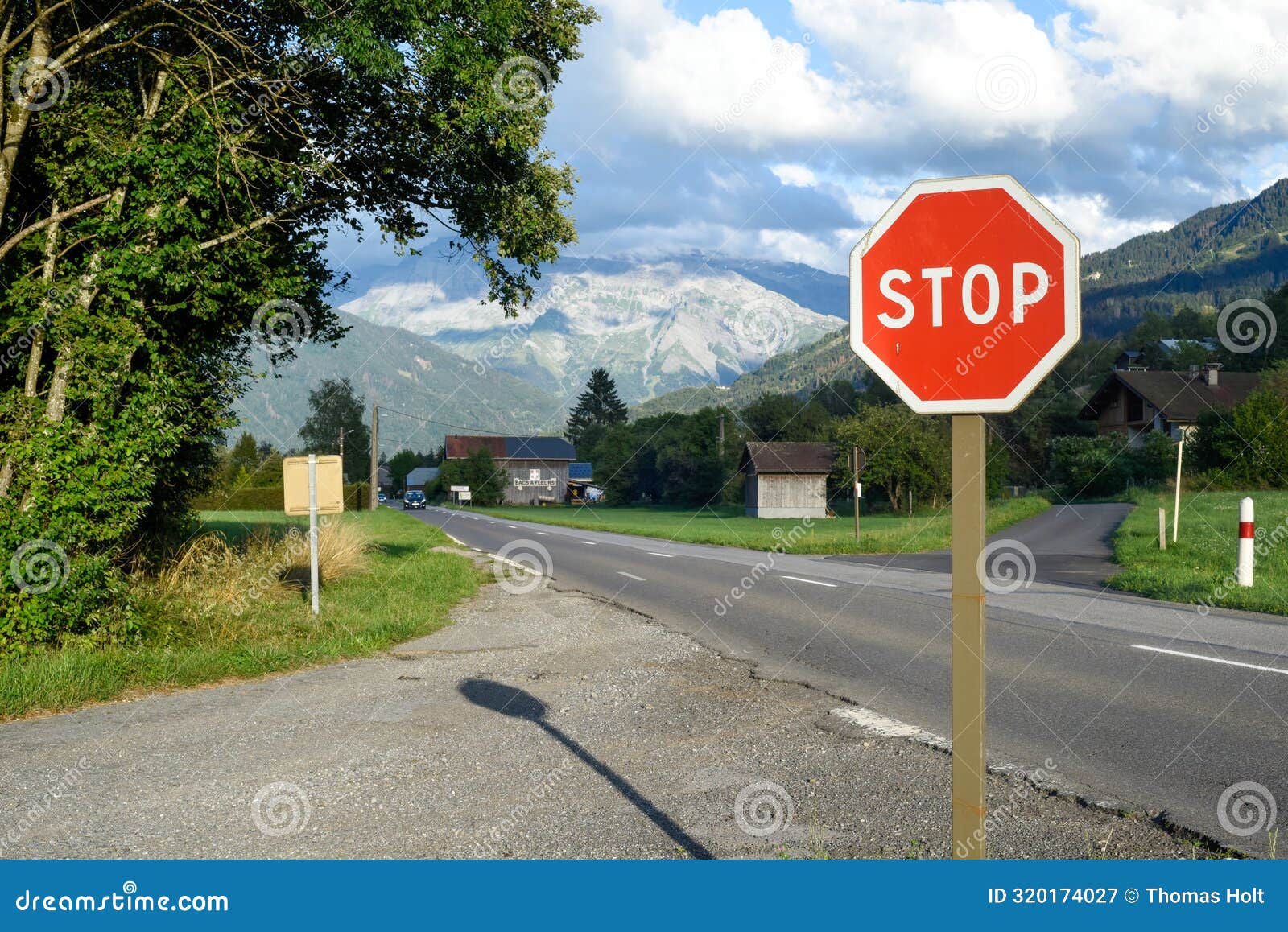 Stop Sign on a Quiet Mountain Road Stock Image - Image of drive ...
