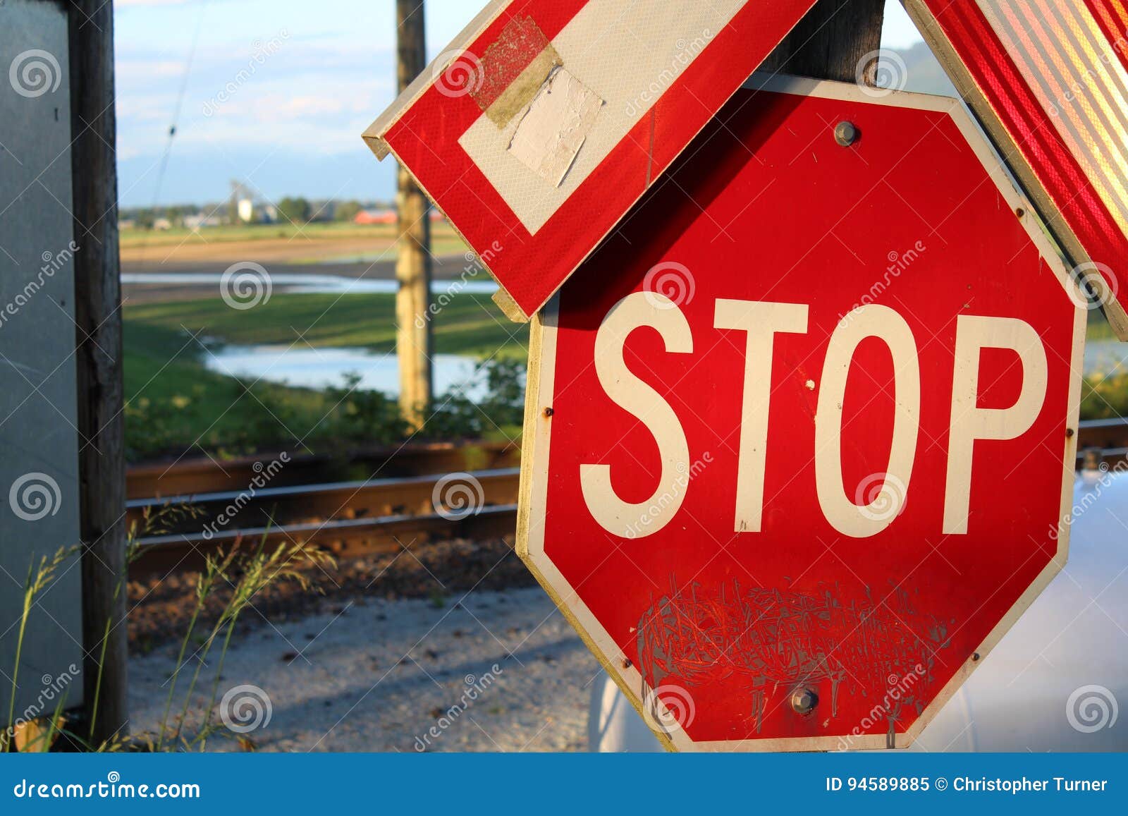 Stop Sign at Railroad stock image. Image of sign, stopsign - 94589885