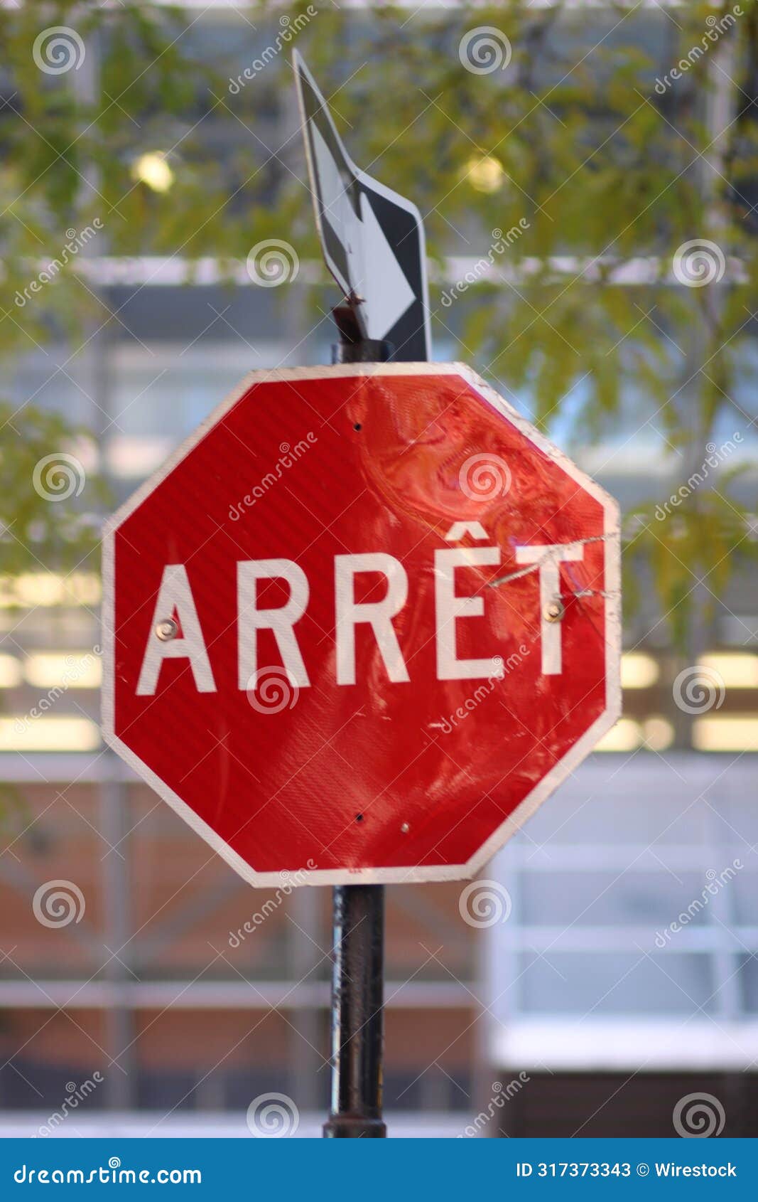 Stop Sign Reading "arret" on the City Street Stock Image - Image of ...