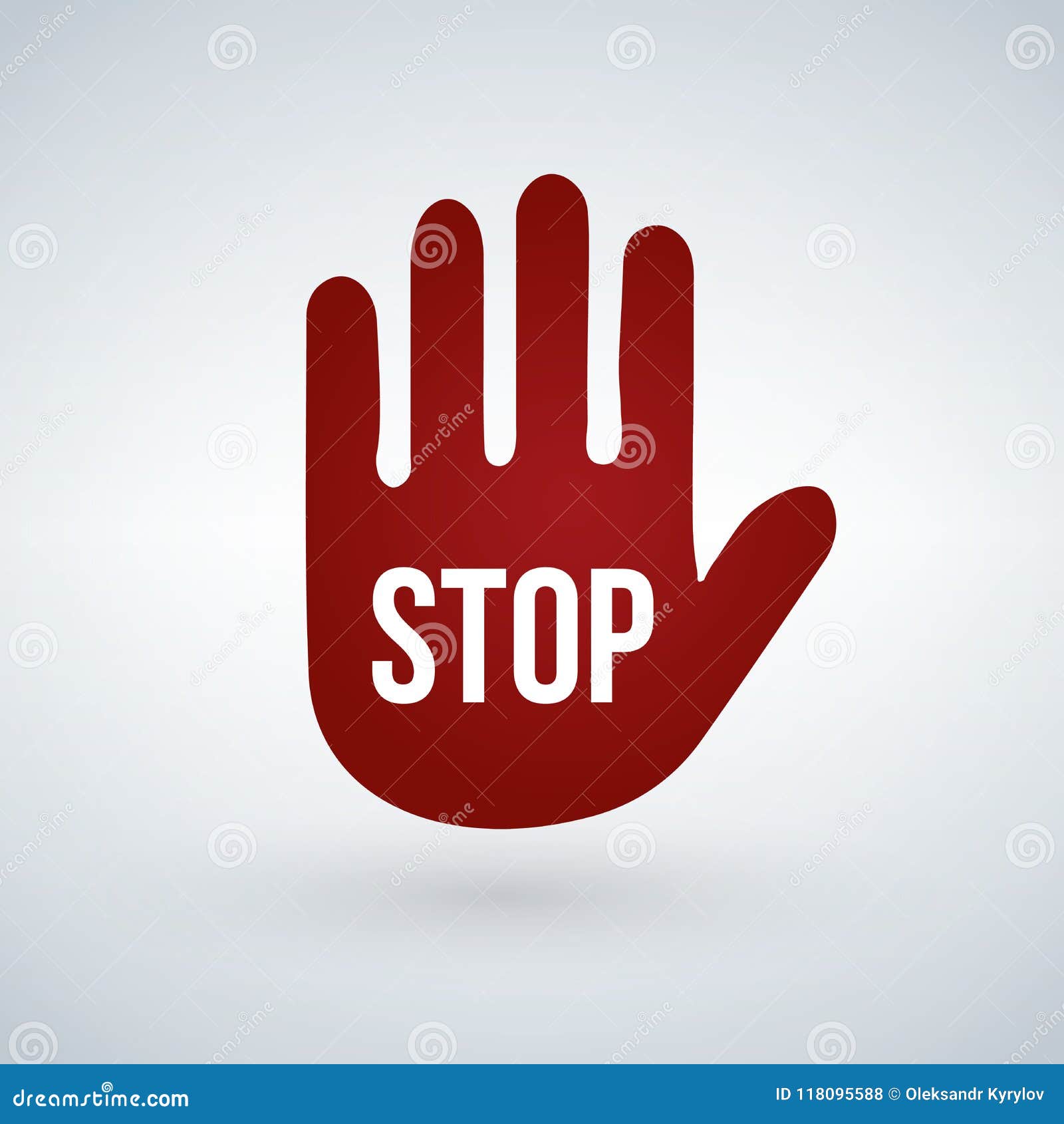 Stop Sign on Red Hand, Vector Illustration Isolated on White Background ...