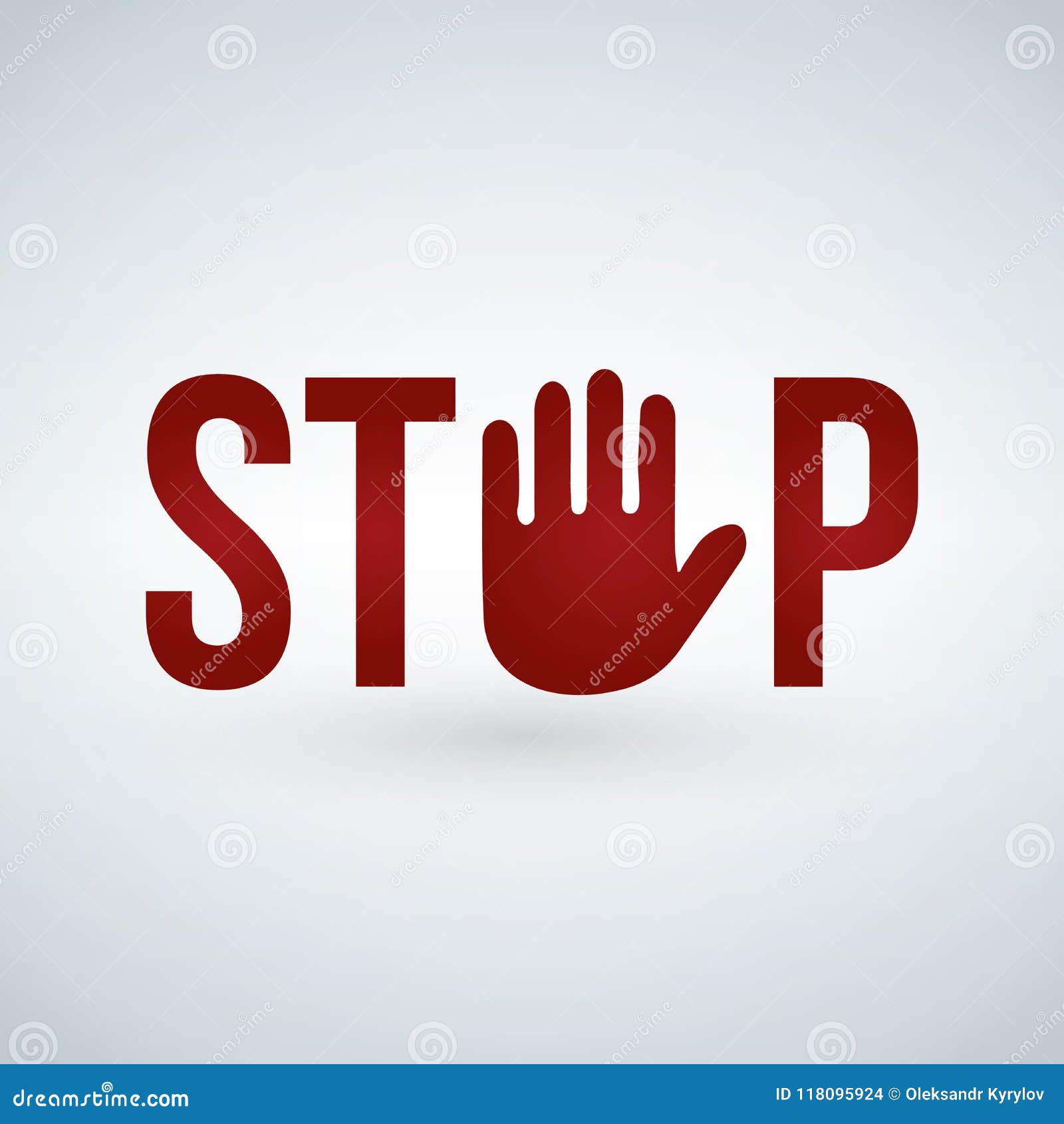 Stop Sign with Red Hand, Vector Illustration Isolated on White ...