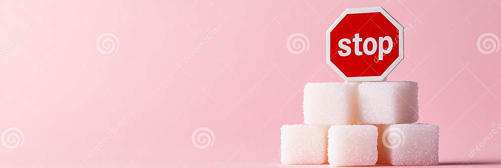 Stop Sign Resting on Sugar Cubes Symbolizing Sugar Consumption Control ...