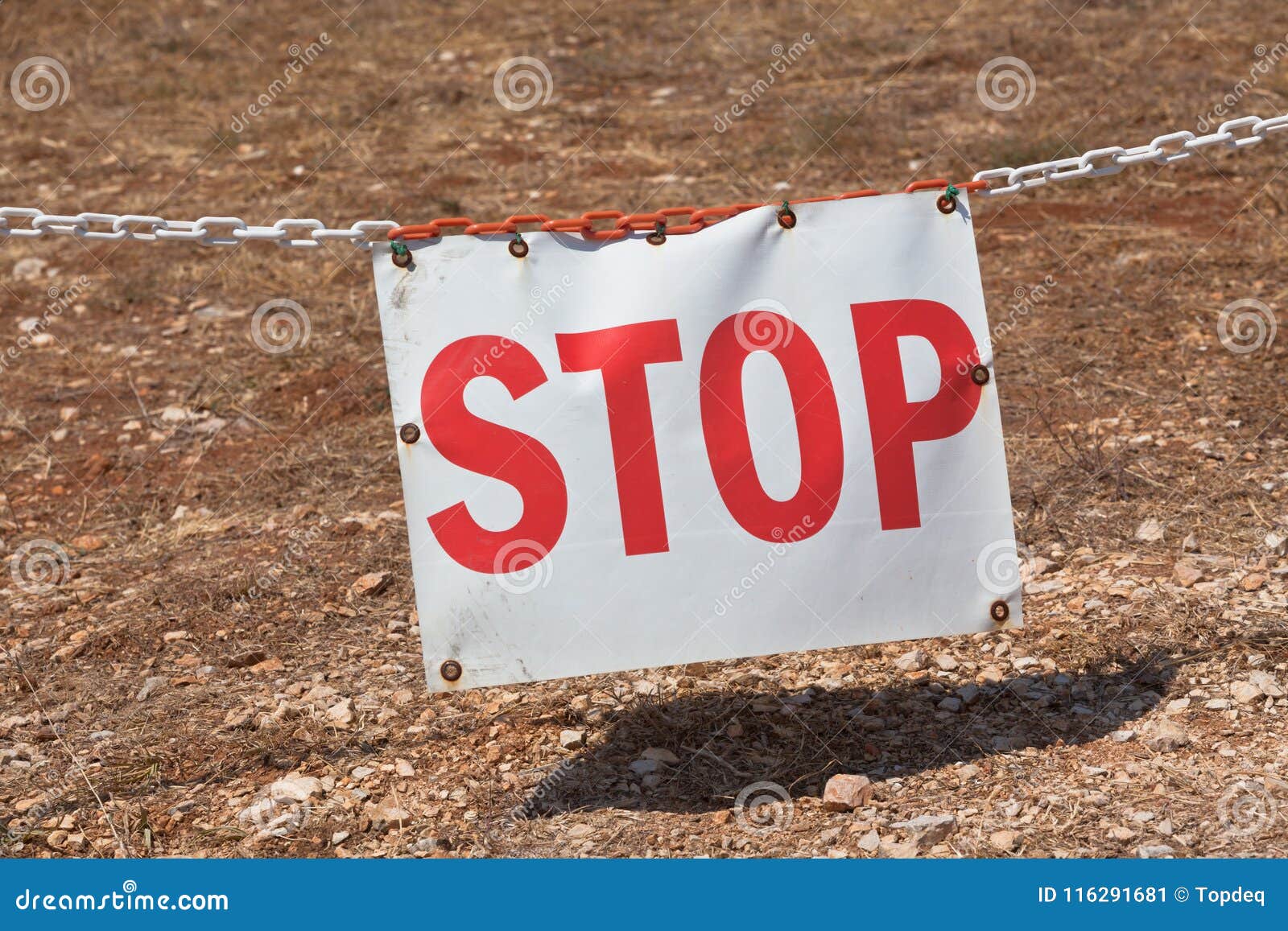 Stop Sign Restricting Entry Stock Image - Image of stop, chain: 116291681