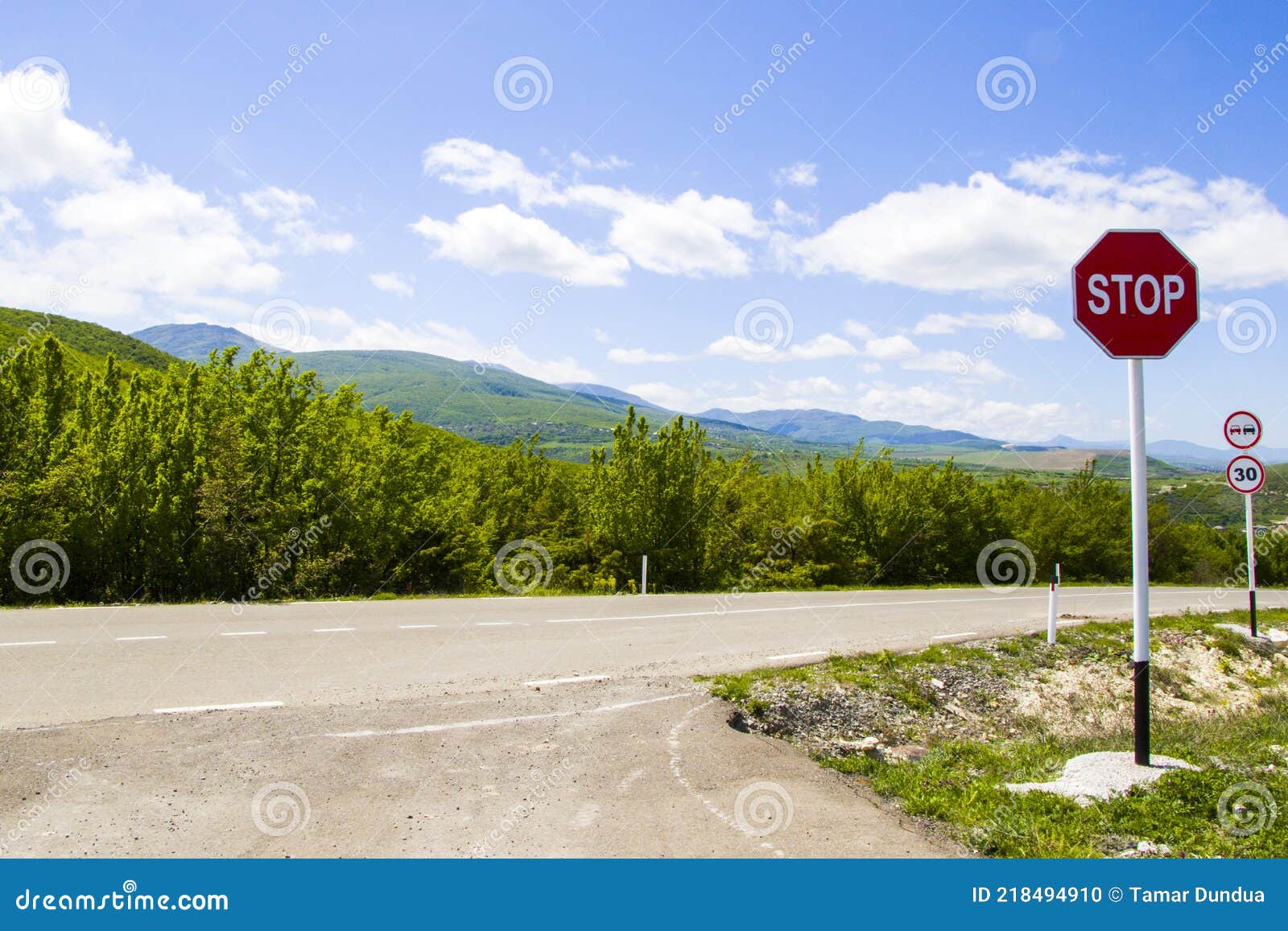 Stop Sign on the Road, Red Stop Sing on the Highway Stock Photo - Image ...