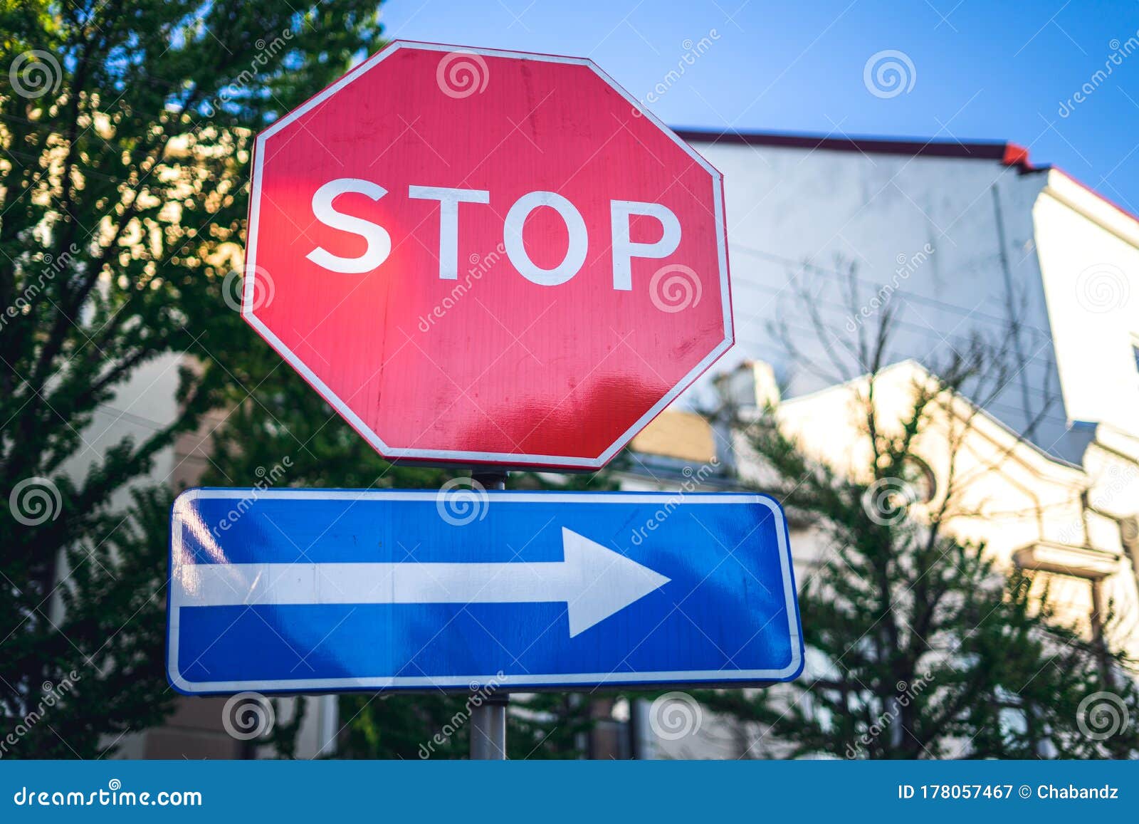 Stop Sign on the Road. .Road Signs. Stock Image - Image of highway ...