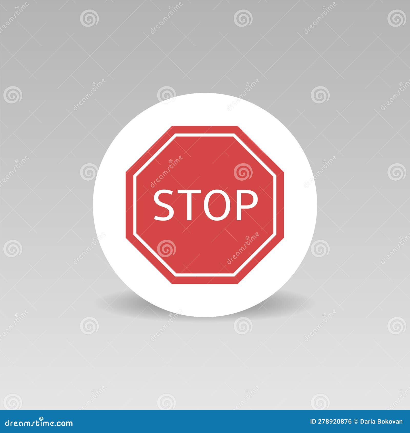 Stop Sign Round Vector Icon Flat Design Stock Vector - Illustration of ...