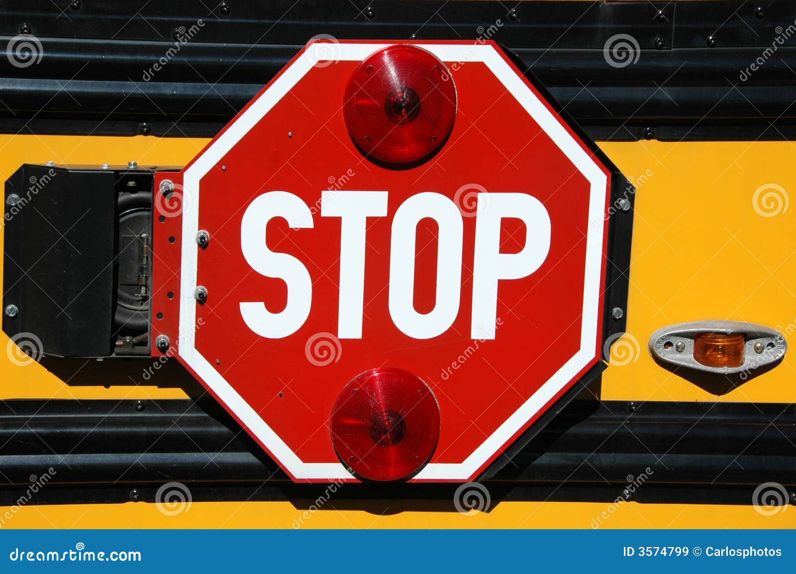 Stop sign on a school bus stock image. Image of flashers - 3574799