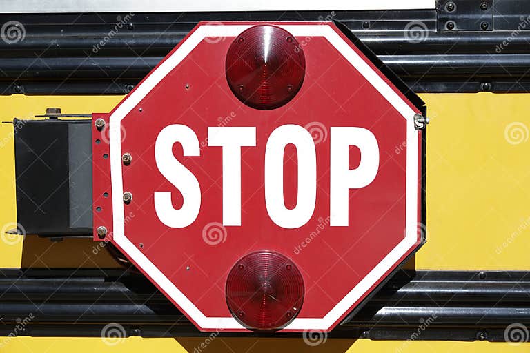 Stop sign on school bus stock photo. Image of education - 60814244
