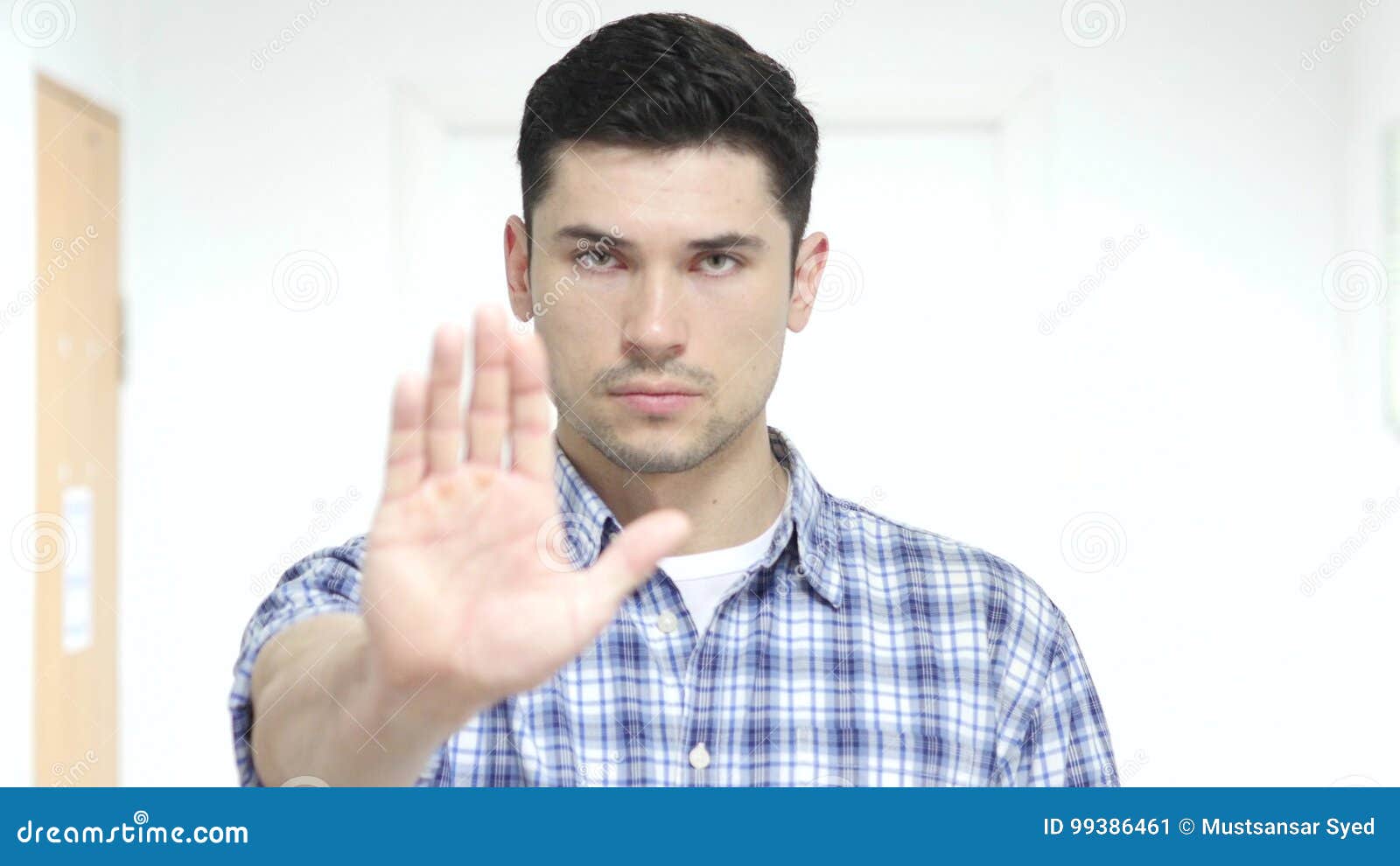Stop Sign, Serious Man Gesturing Stock Image - Image of portrait ...