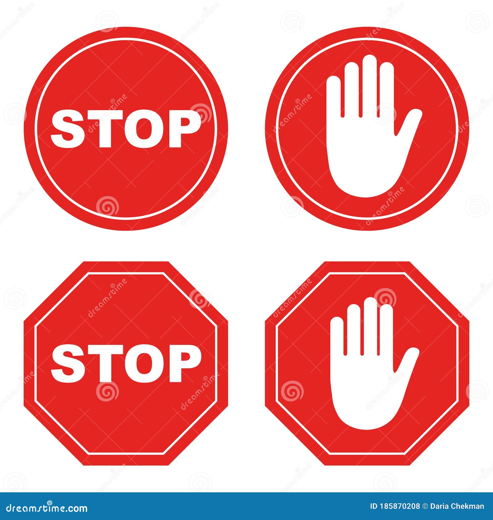 Stop Sign Set, Isolated on White Background. Vector Illustration Stock ...