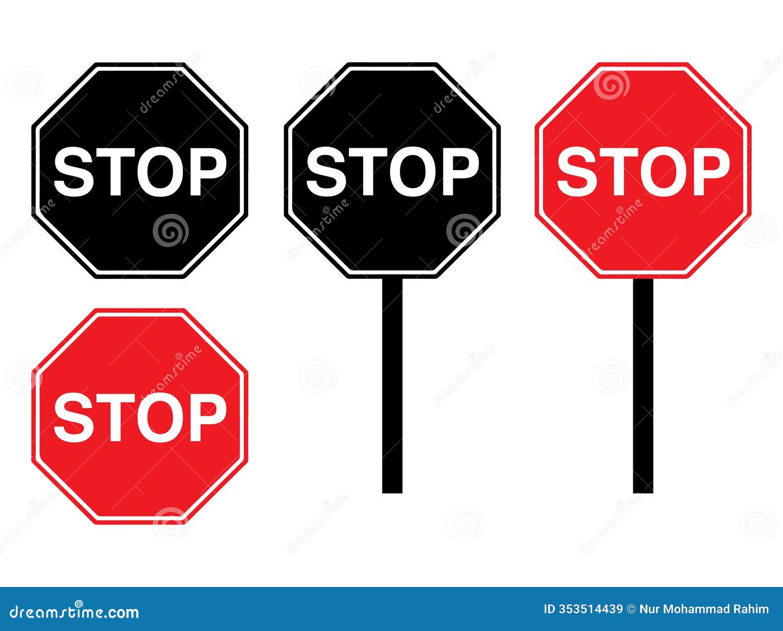 Stop sign set vector stock illustration. Illustration of warning ...