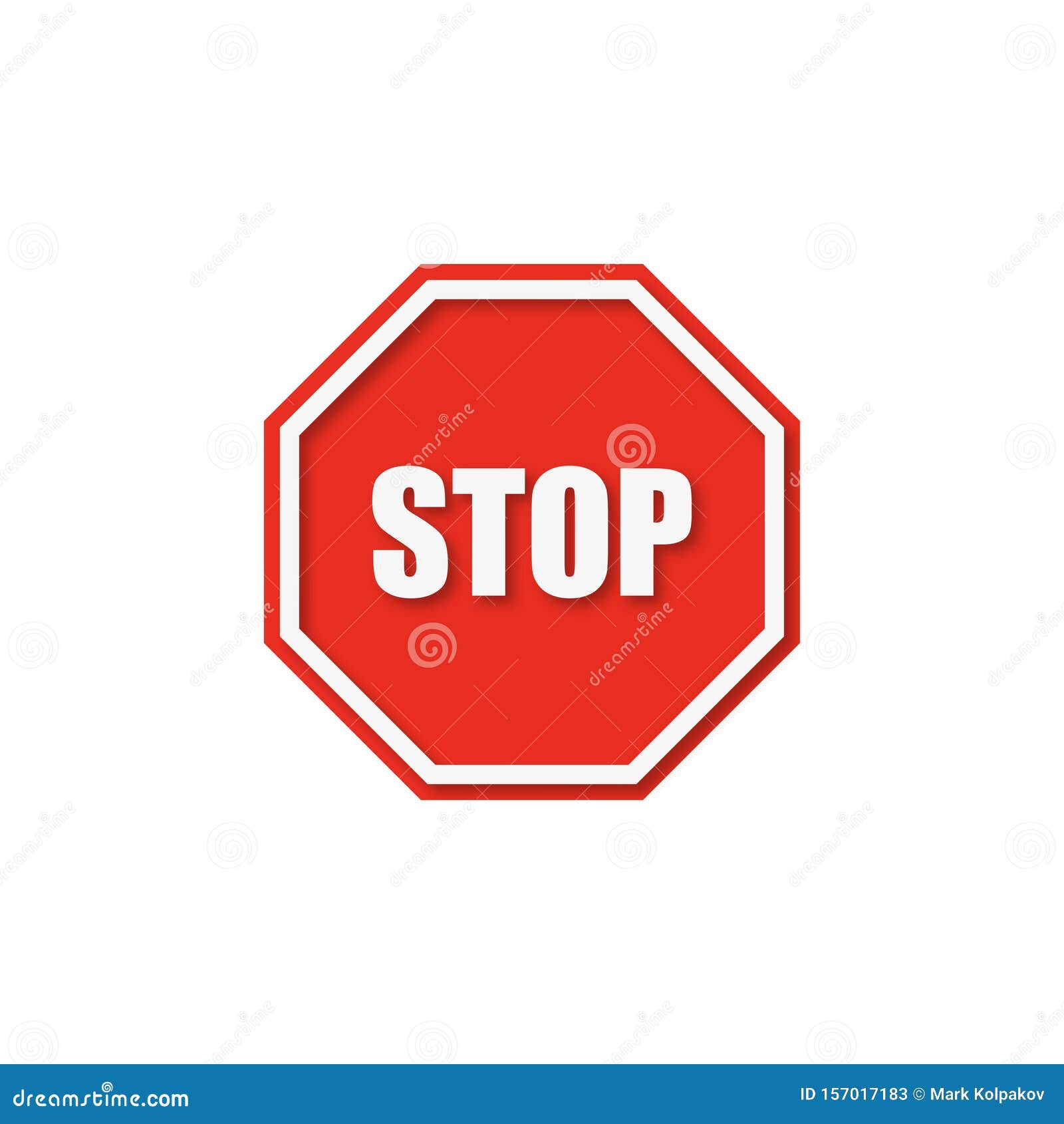 Stop Sign with Shadow in Flat Style Stock Illustration - Illustration ...