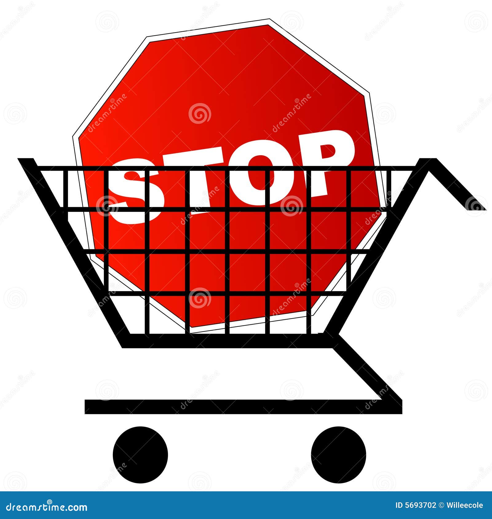Stop sign in shopping cart stock vector. Illustration of retail - 5693702