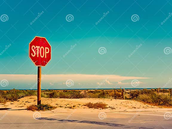 A Stop Sign is on the Side of a Road Stock Image - Image of outdoor ...
