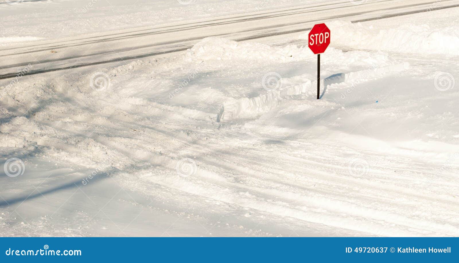 Stop sign in the snow. stock image. Image of cleared - 49720637