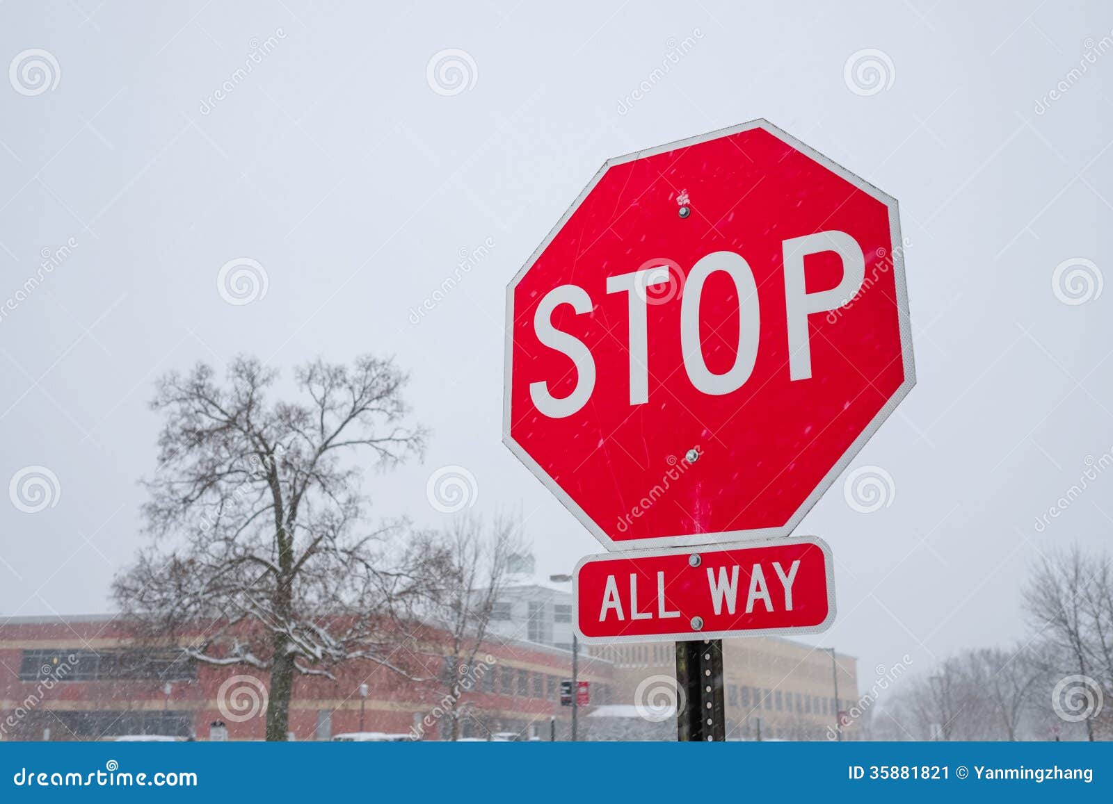 Stop sign in snowy day stock image. Image of direction - 35881821