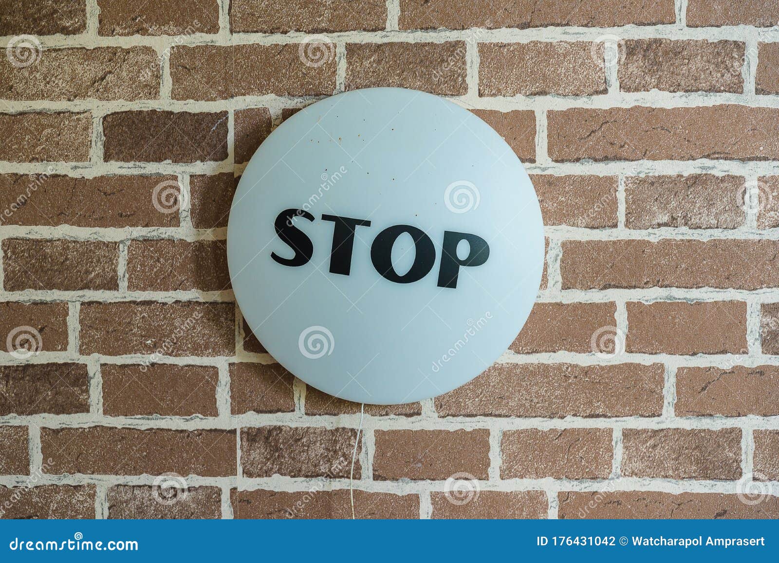 Stop sign stock photo. Image of safety, road, brick - 176431042