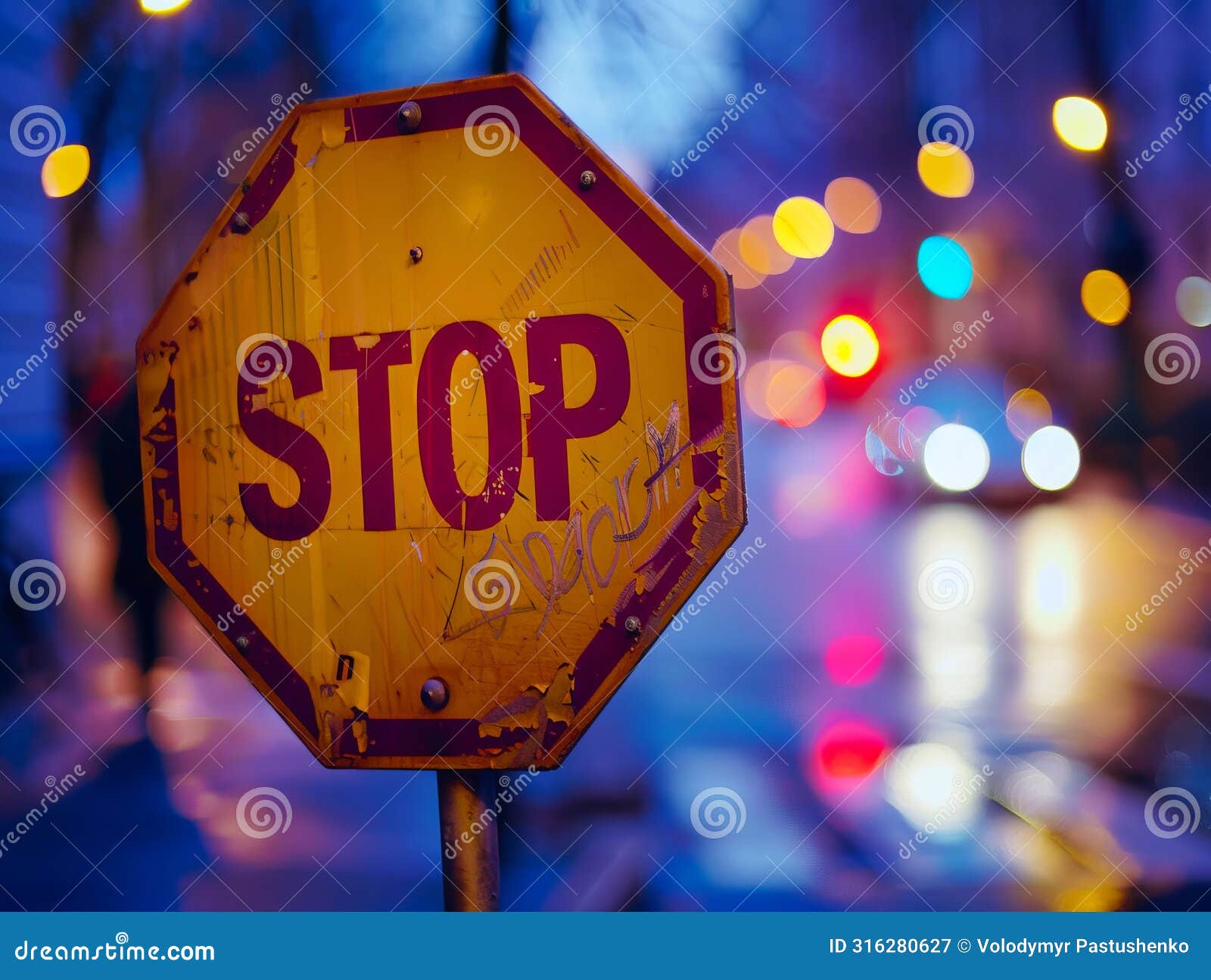 A stop sign on a street stock image. Image of yellow - 316280627