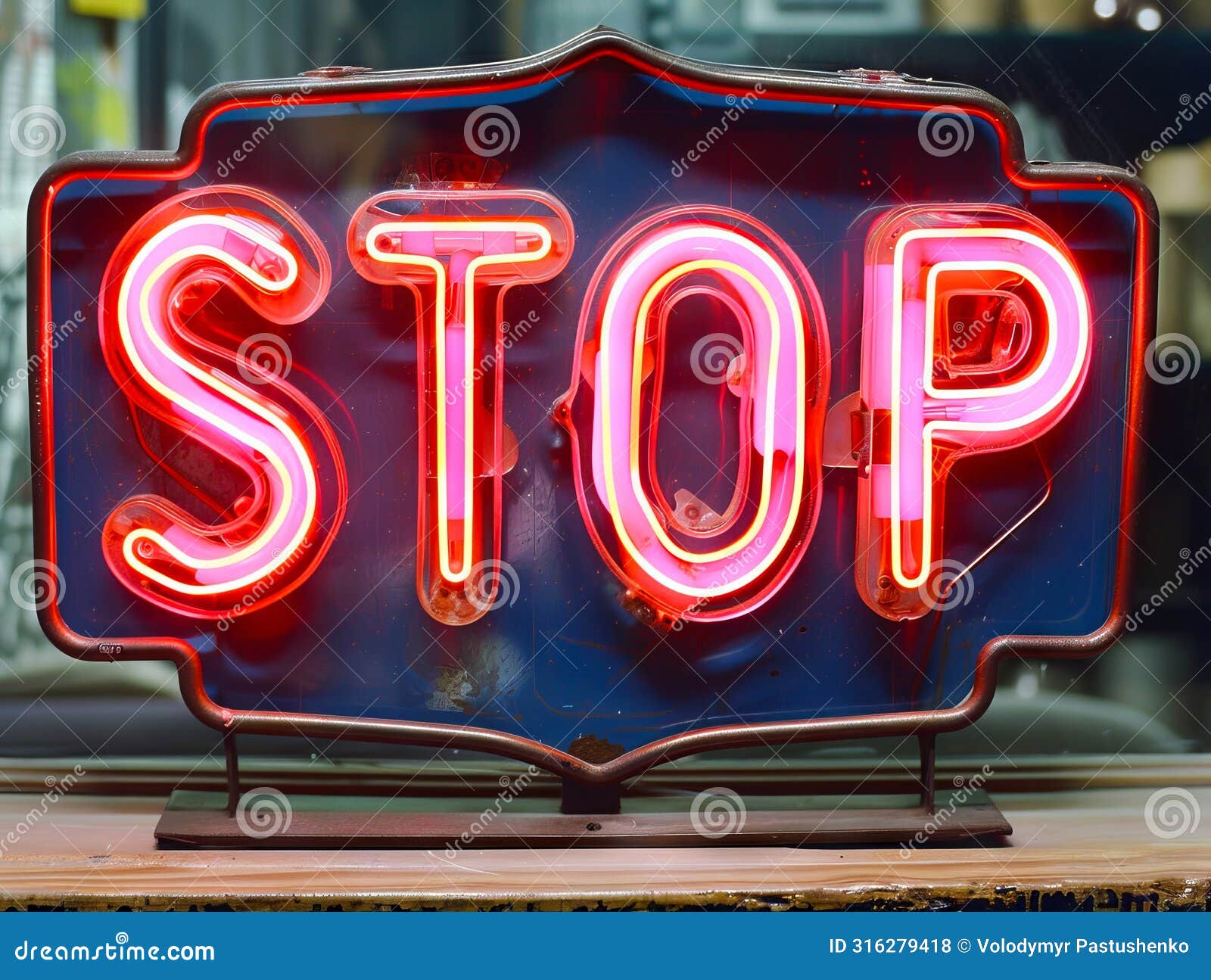 A stop sign on a table stock illustration. Illustration of generated ...