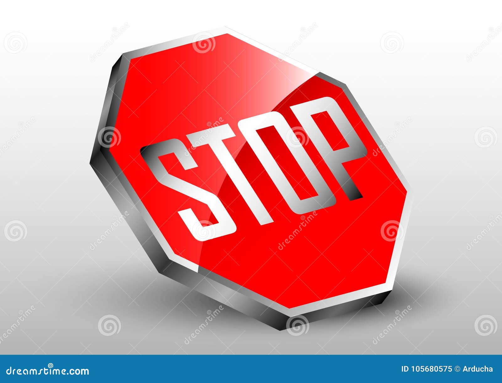 Stop Sign Three Dimension Effect Stock Vector - Illustration of warning ...
