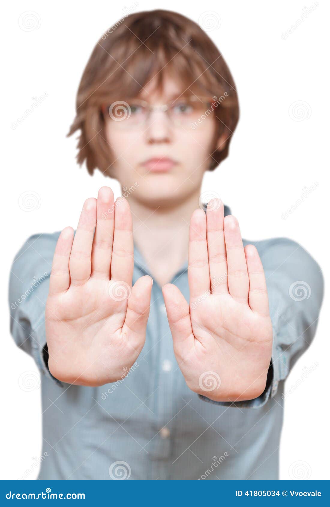 Stop Sign - Two Hands Gesture Stock Photo - Image of open, forbid: 41805034