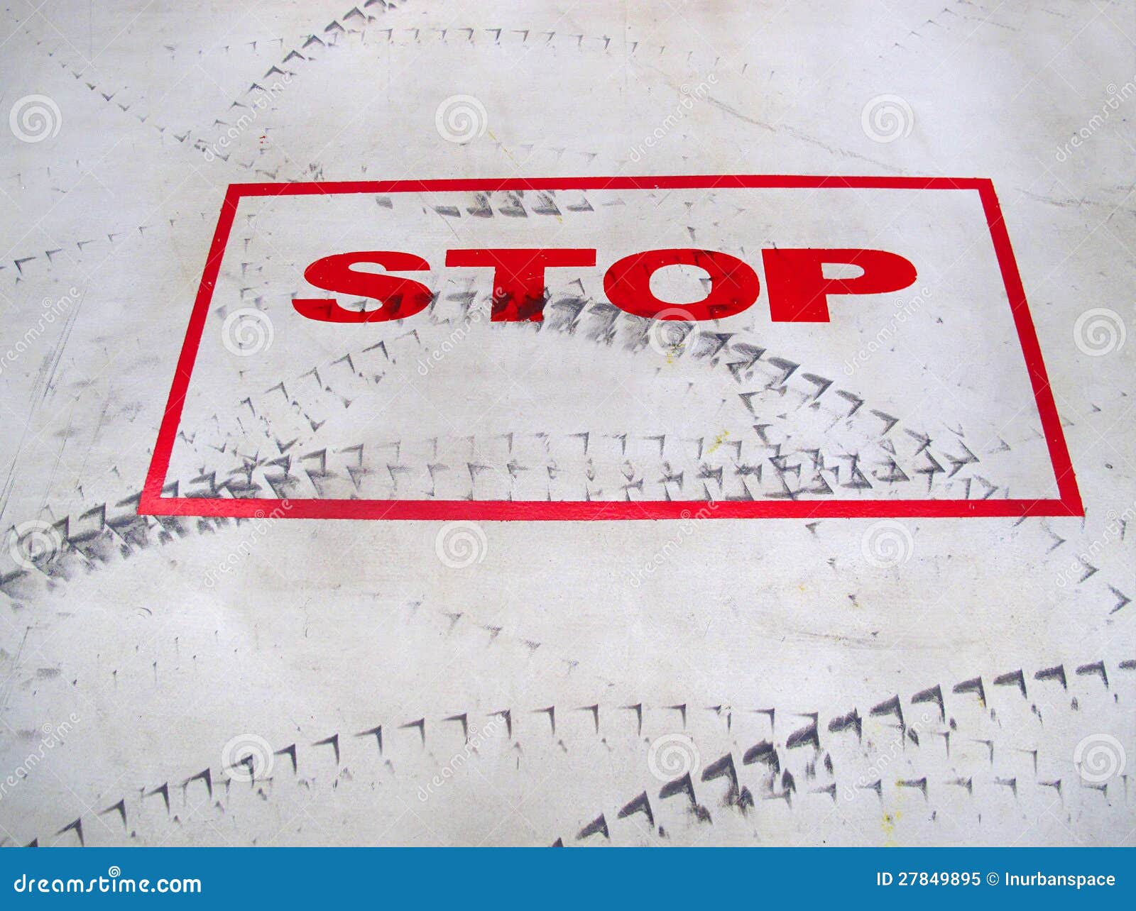 Stop sign and tyre trace. stock image. Image of rubber - 27849895