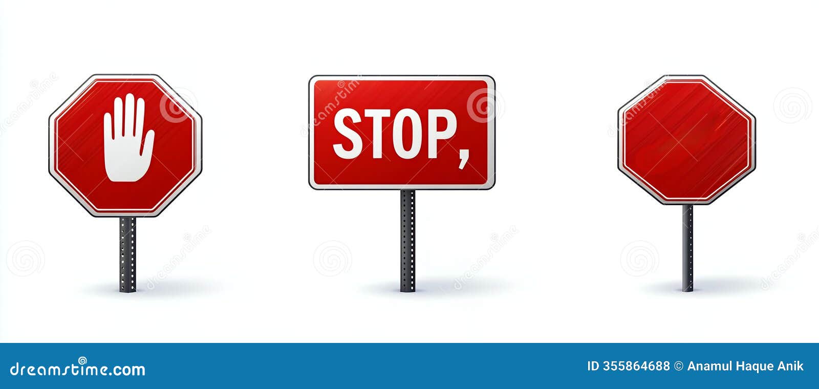 Stop Sign Variations Red Octagon Rectangular Stop Sign Blank Stop Sign ...