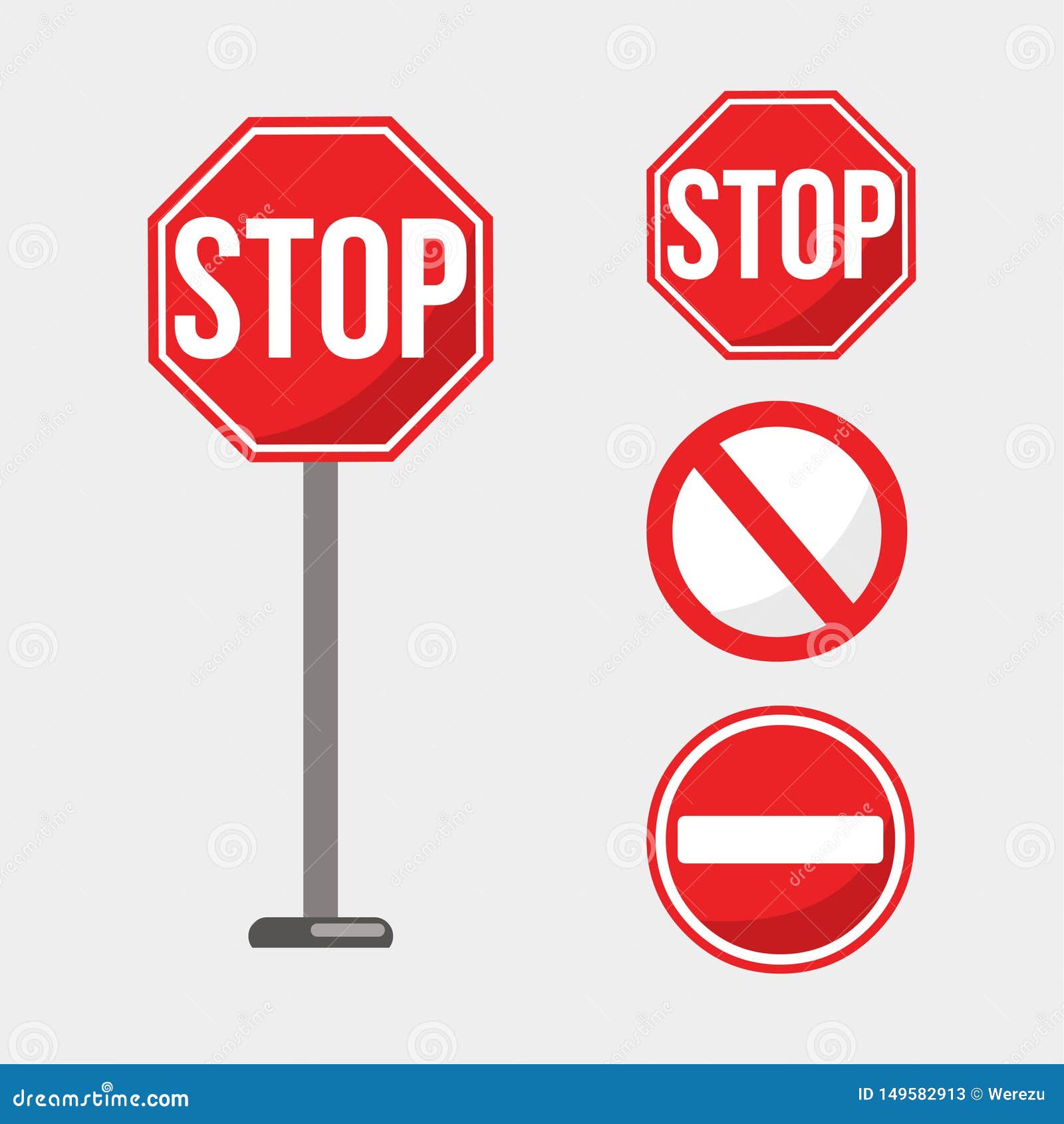 Stop Sign Vector Illustration Set Stock Vector - Illustration of metal ...