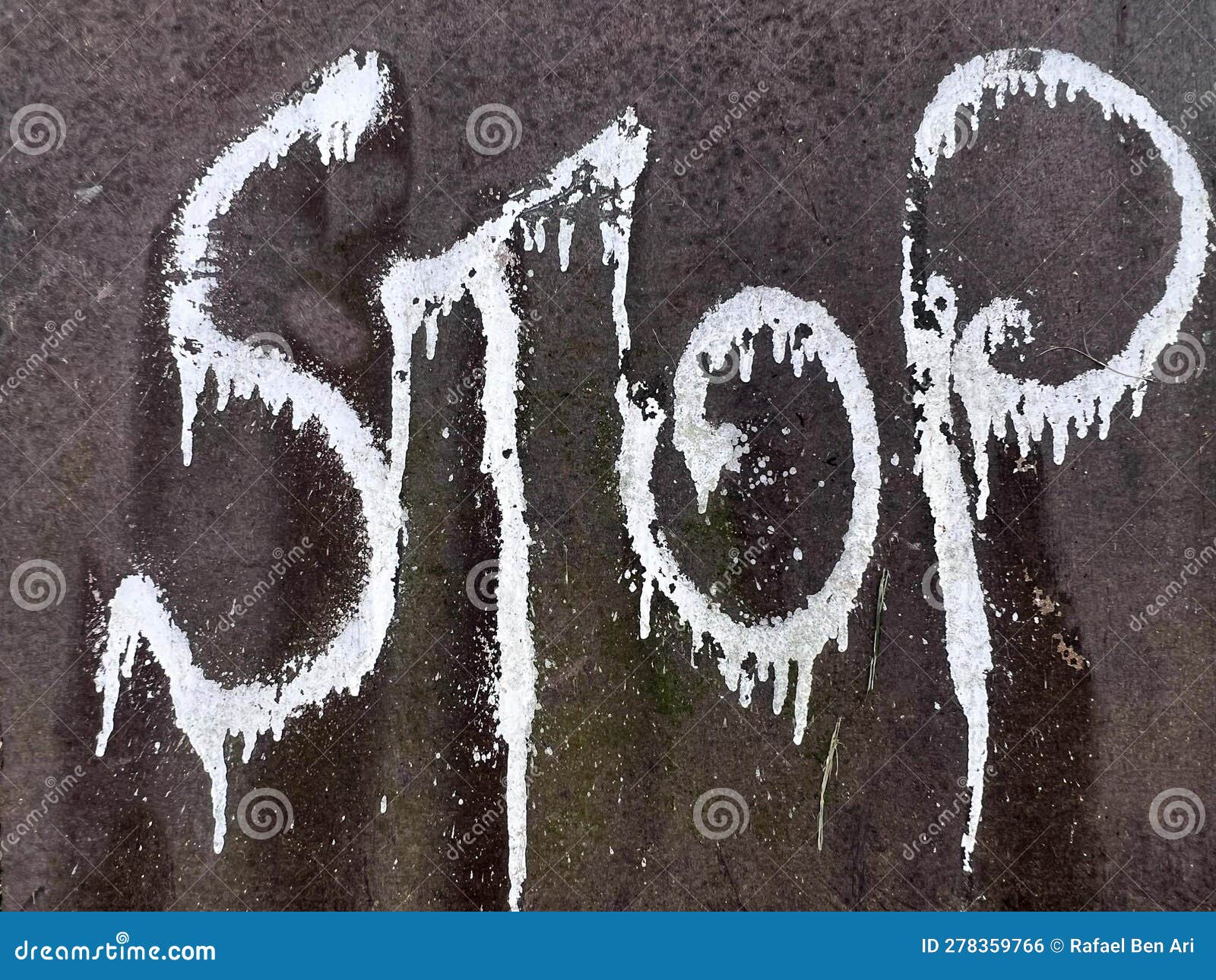 Stop sign on a wall stock photo. Image of graphic, attention - 278359766