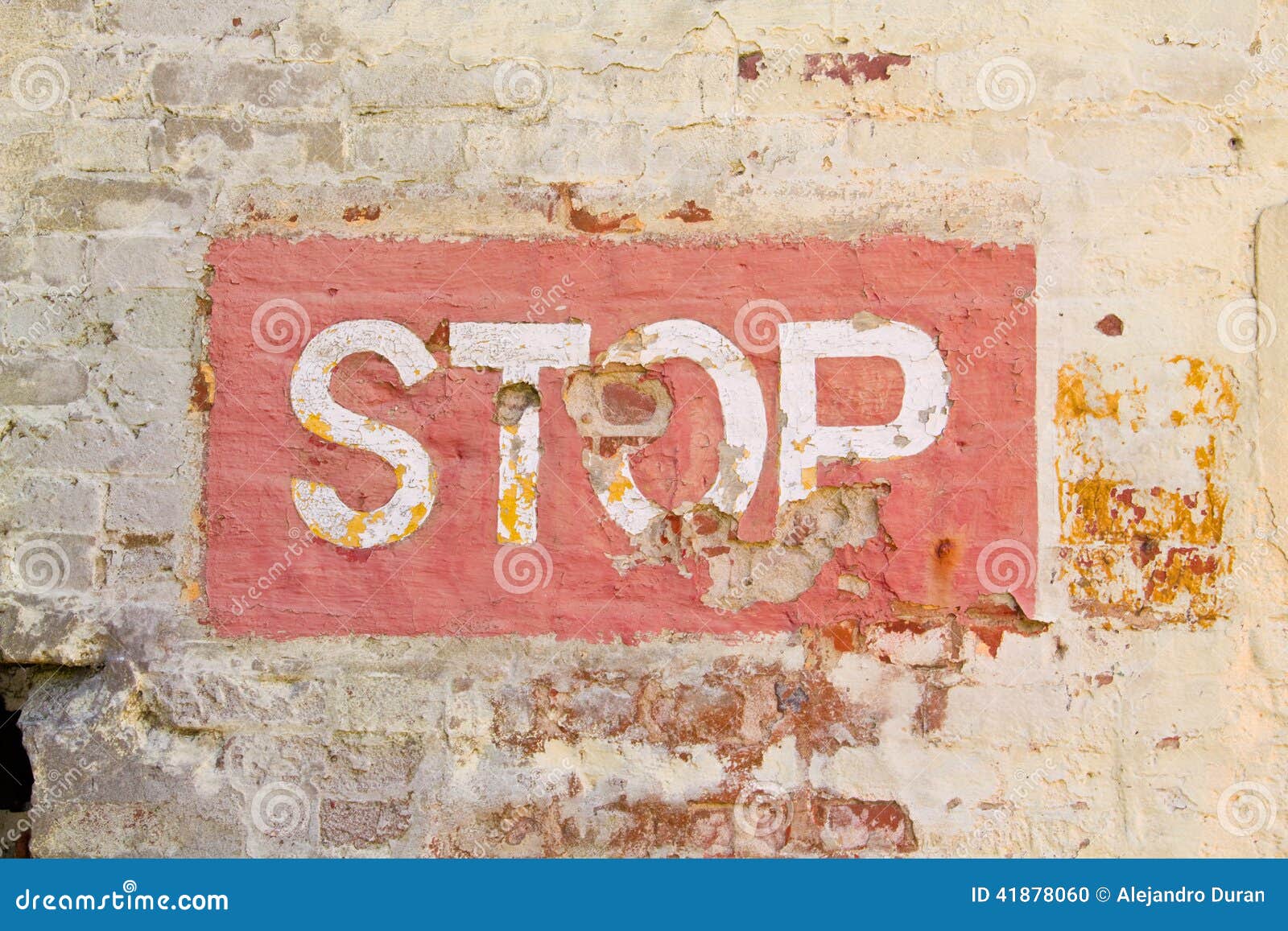 Stop sign on wall stock illustration. Illustration of safety - 41878060