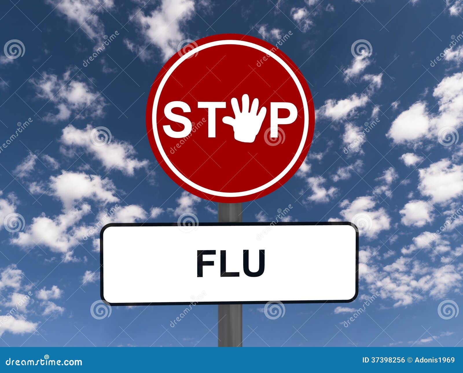 Stop sign warning flu stock illustration. Illustration of blue - 37398256