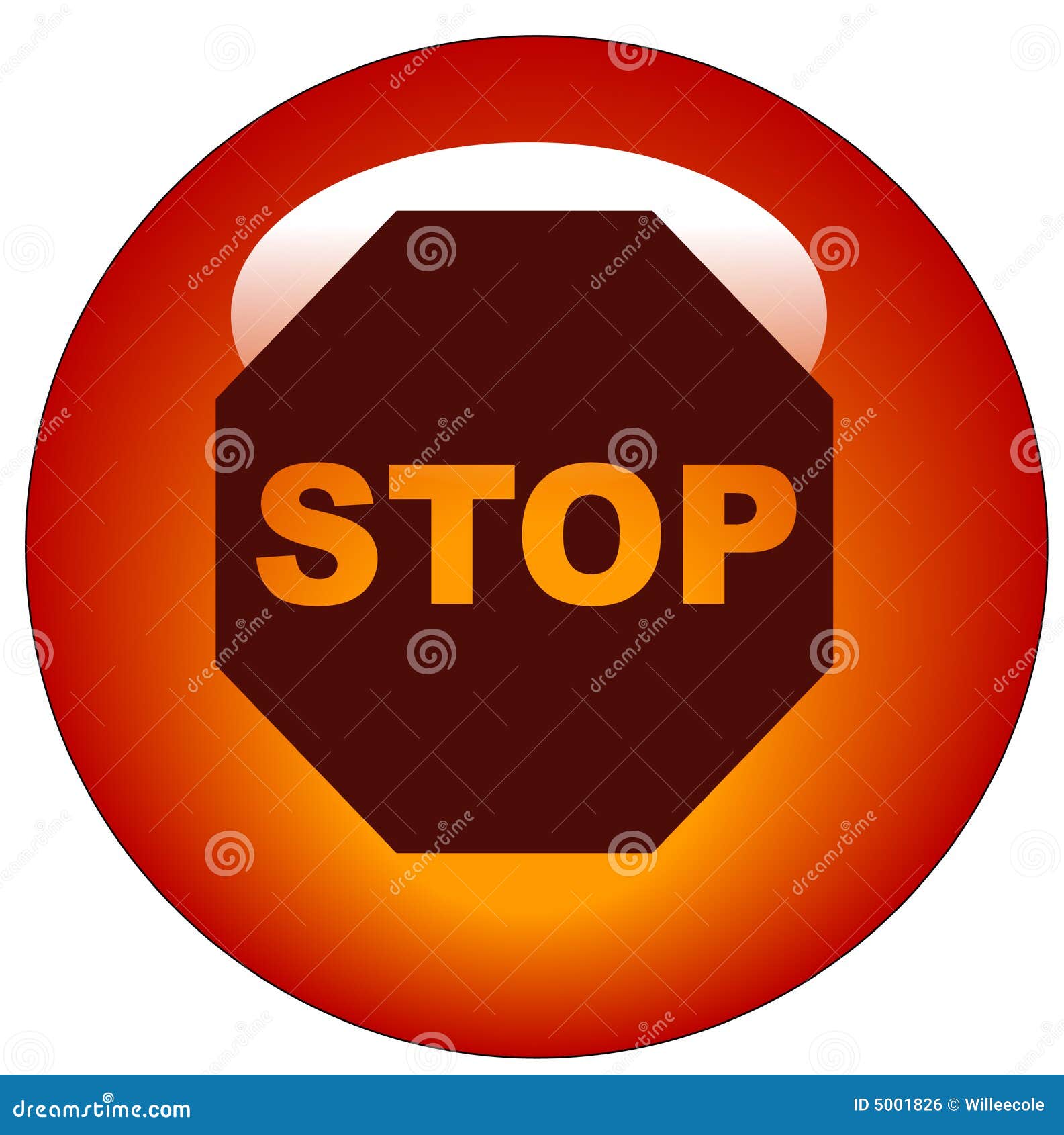 Stop Sign Web Button or Icon Stock Vector - Illustration of rule ...
