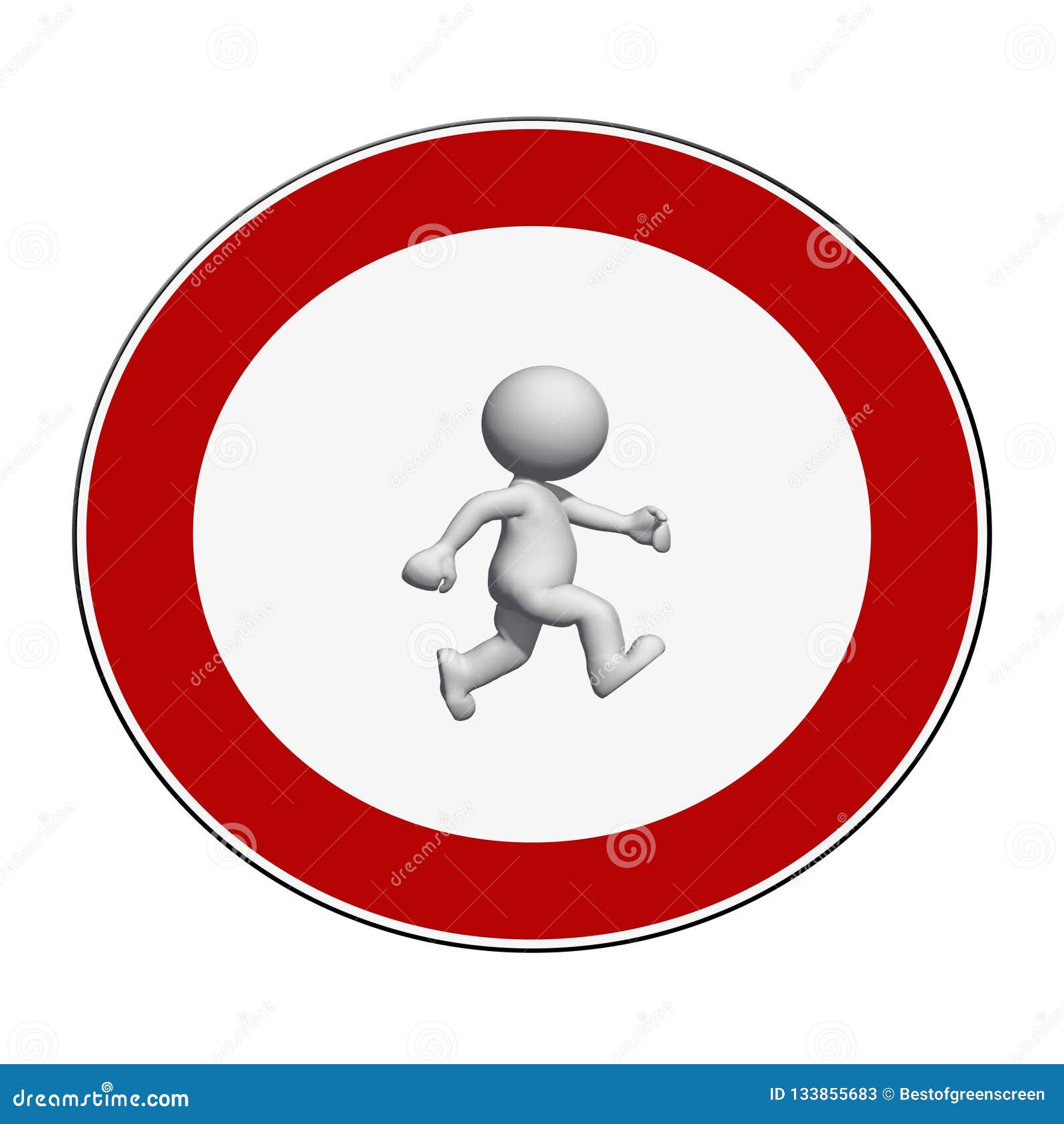 Stop Sign - White 3D Man on Stop Sign is Walking Stock Illustration ...