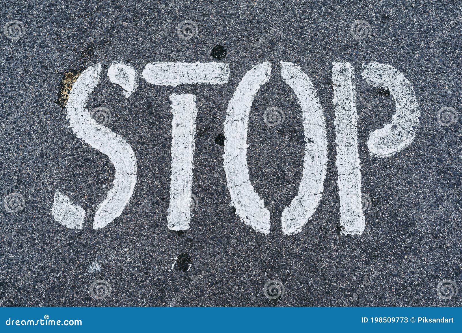 Stop Sign in White on Gray Concrete Stock Image - Image of tags, urban ...