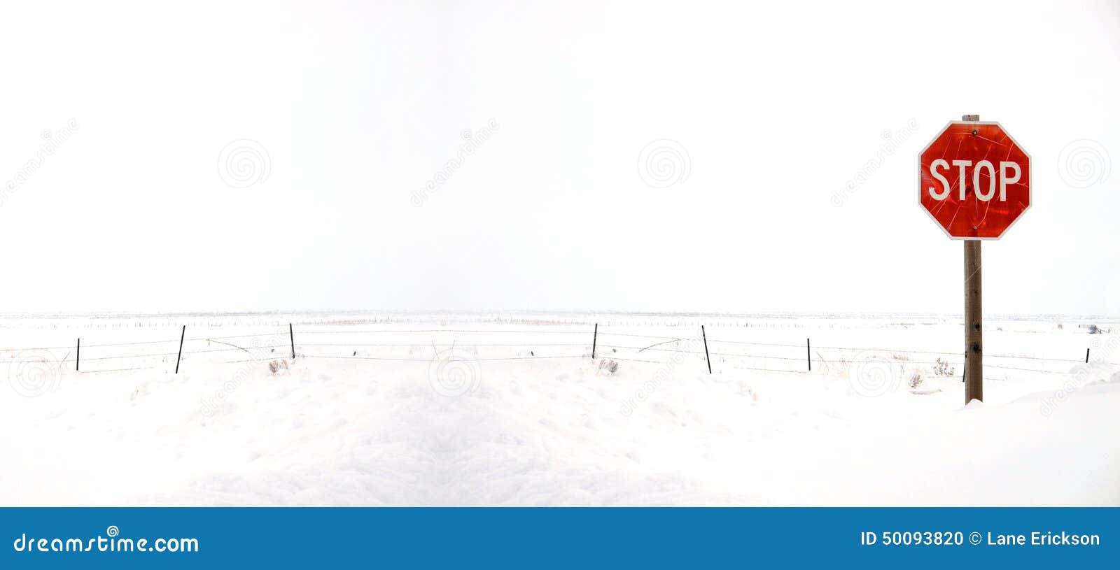 Stop Sign on Winter Roadway with Snow Stock Photo - Image of ...