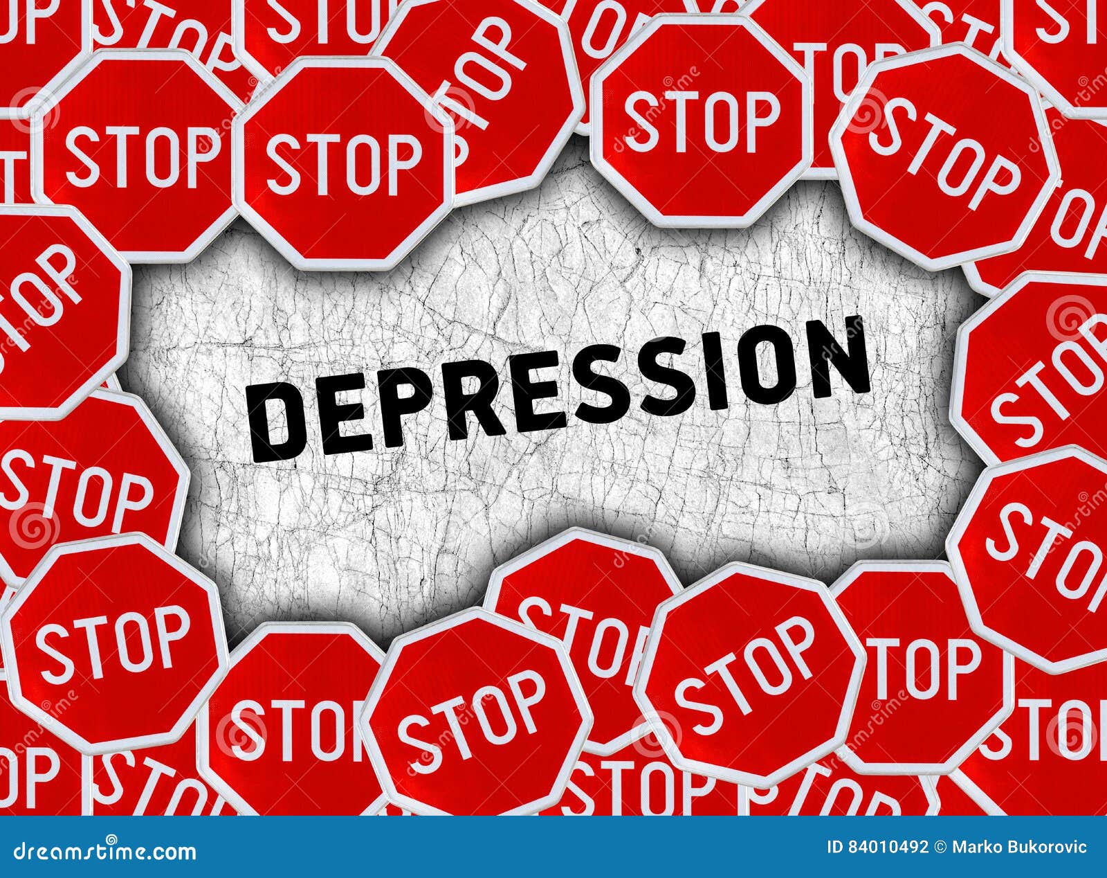 Stop Sign and Word Depression Stock Photo - Image of frustration ...