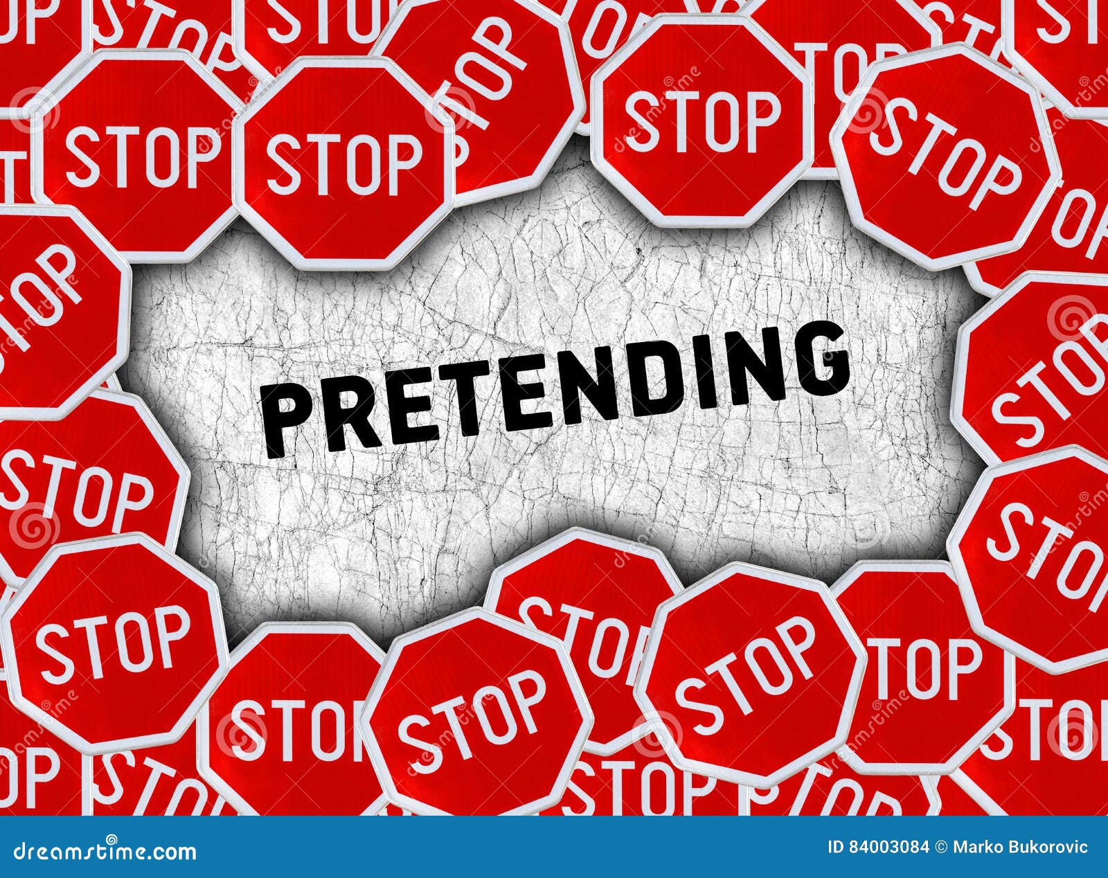 Stop Sign and Word Pretending Stock Illustration - Illustration of word ...