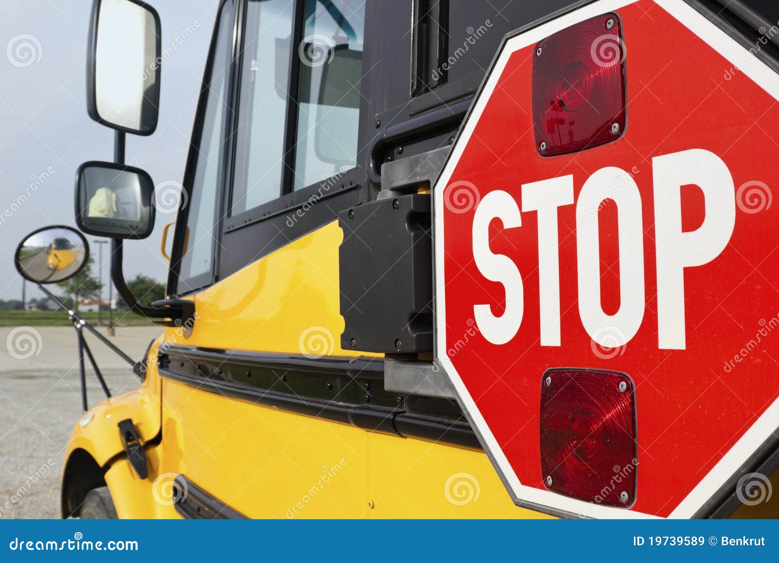 Stop Sign on Yellow School Bus Stock Image - Image of yellow, black ...